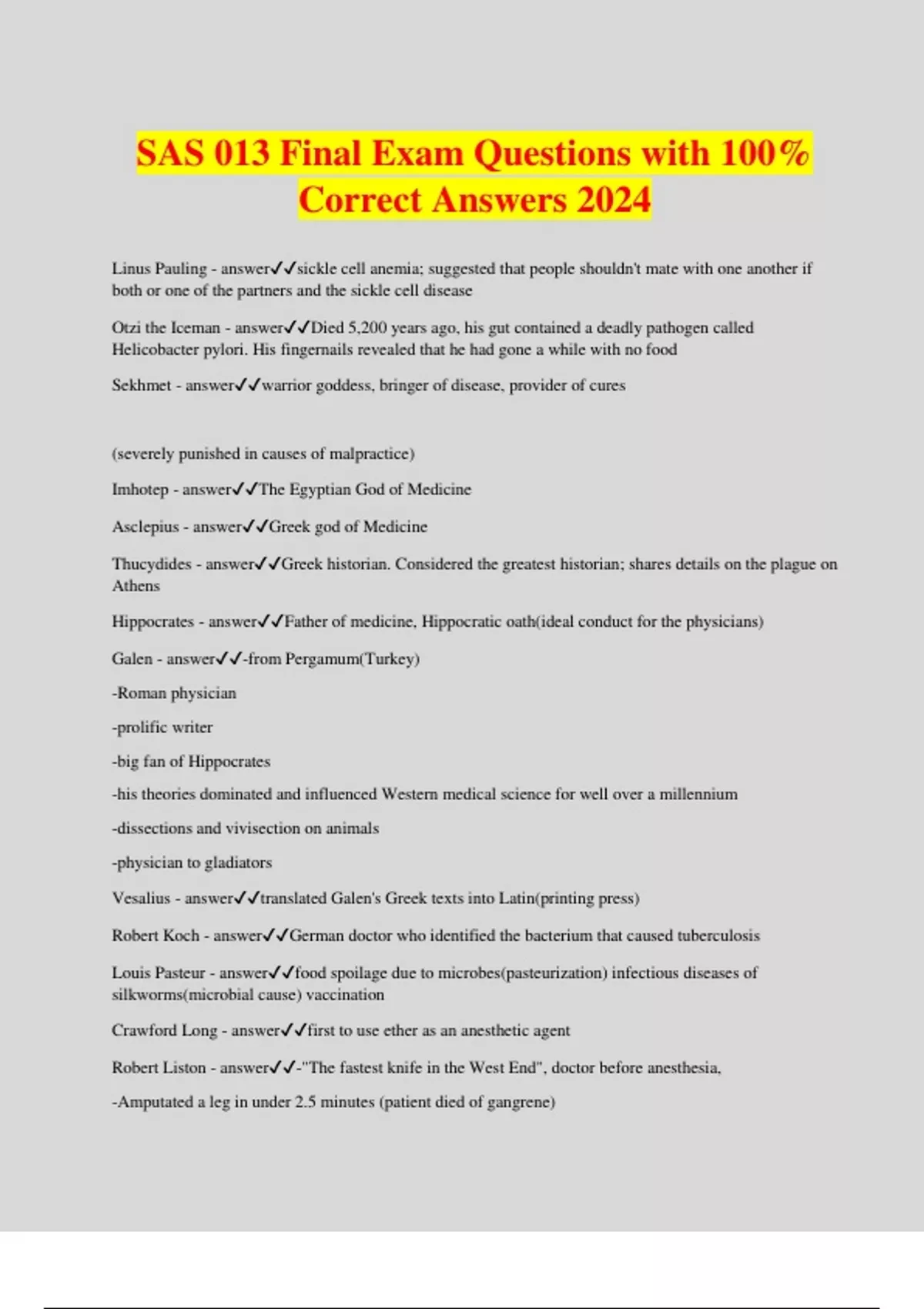 SAS 013 Final Exam Questions with 100% Correct Answers 2024 - SAS 13 - Stuvia US