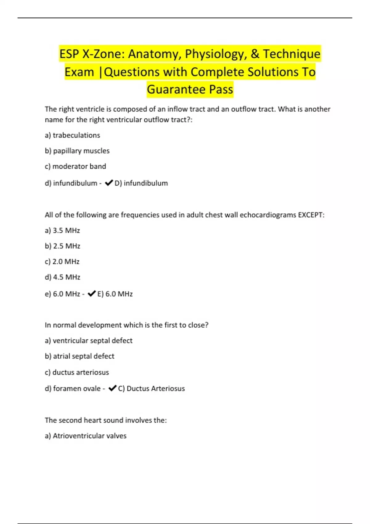 ESP X-Zone: Anatomy, Physiology, & Technique Exam |Questions with ...
