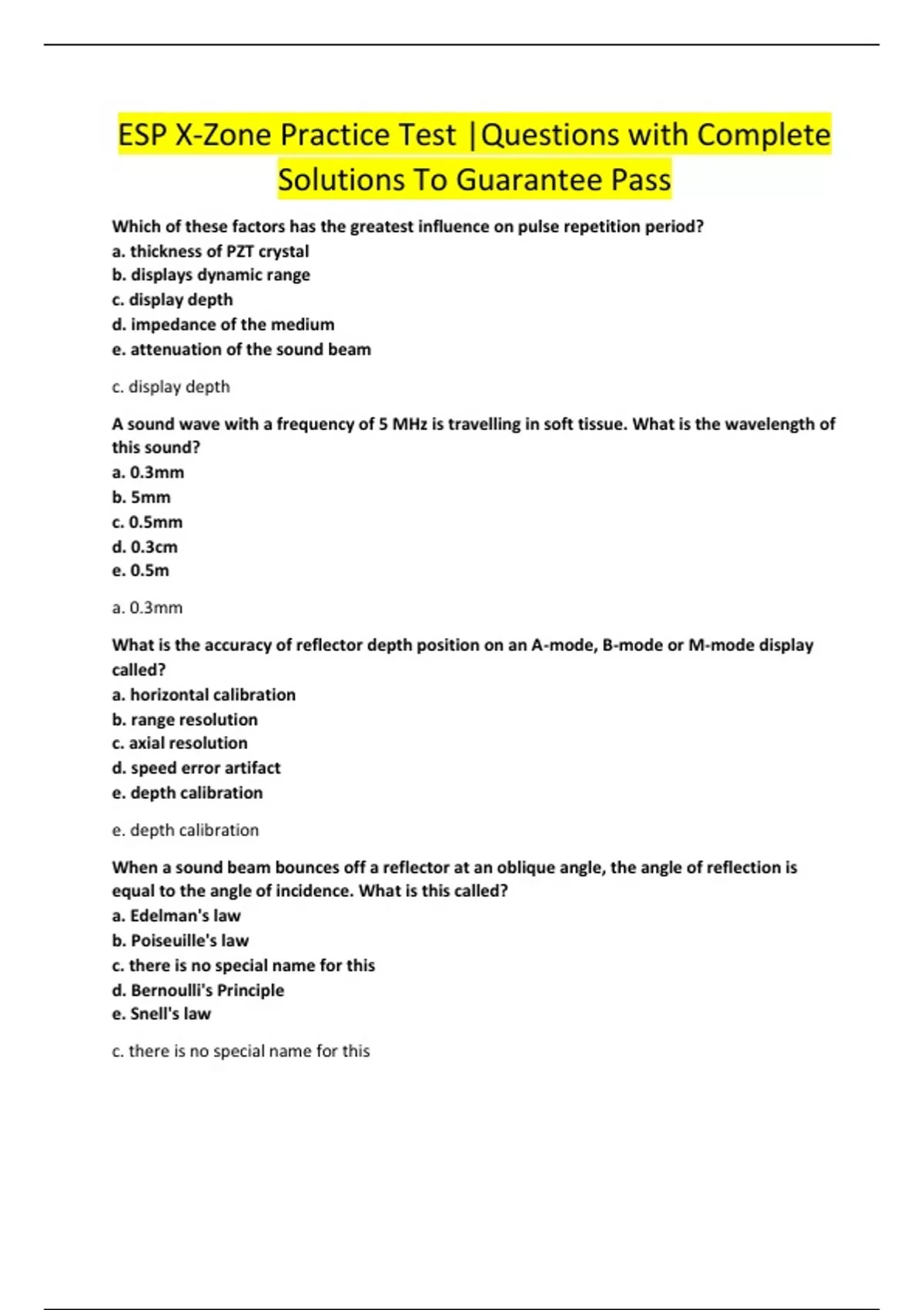 ESP X-Zone Practice Test |Questions with Complete Solutions To ...