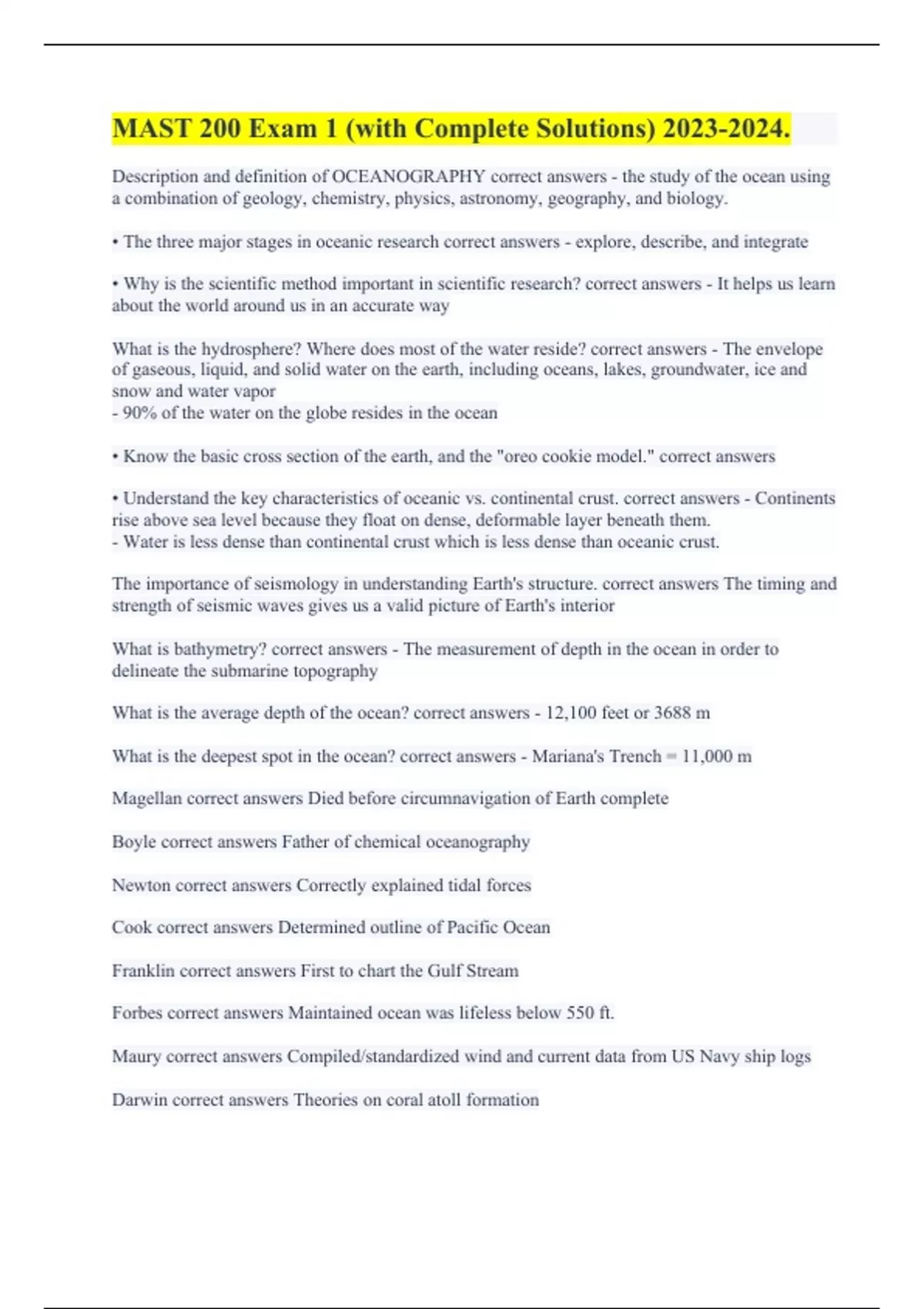 MAST 200 Exam 1 (with Complete Solutions) . - MAST 200 - Stuvia US