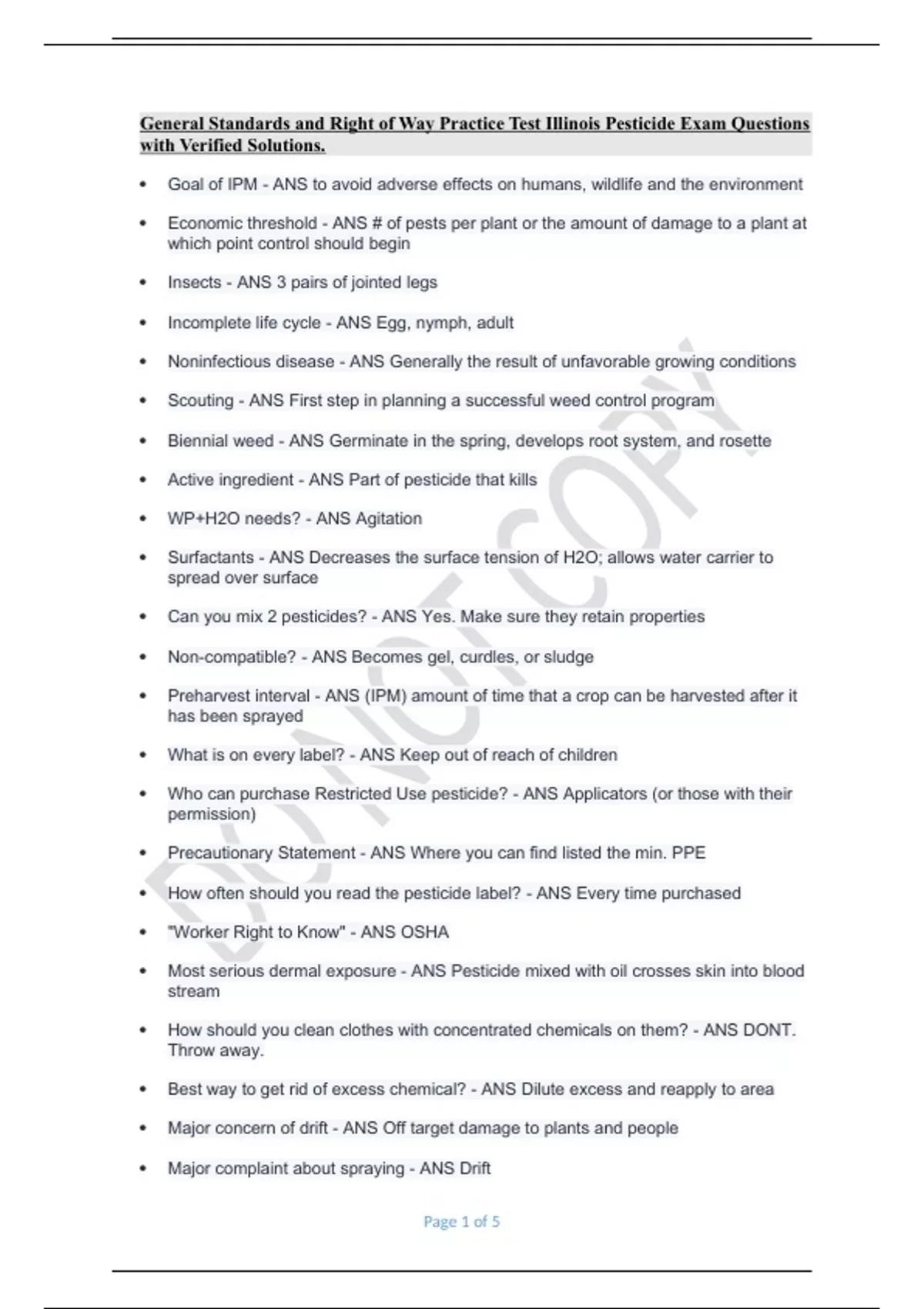 General Standards and Right of Way Practice Test Illinois Pesticide ...