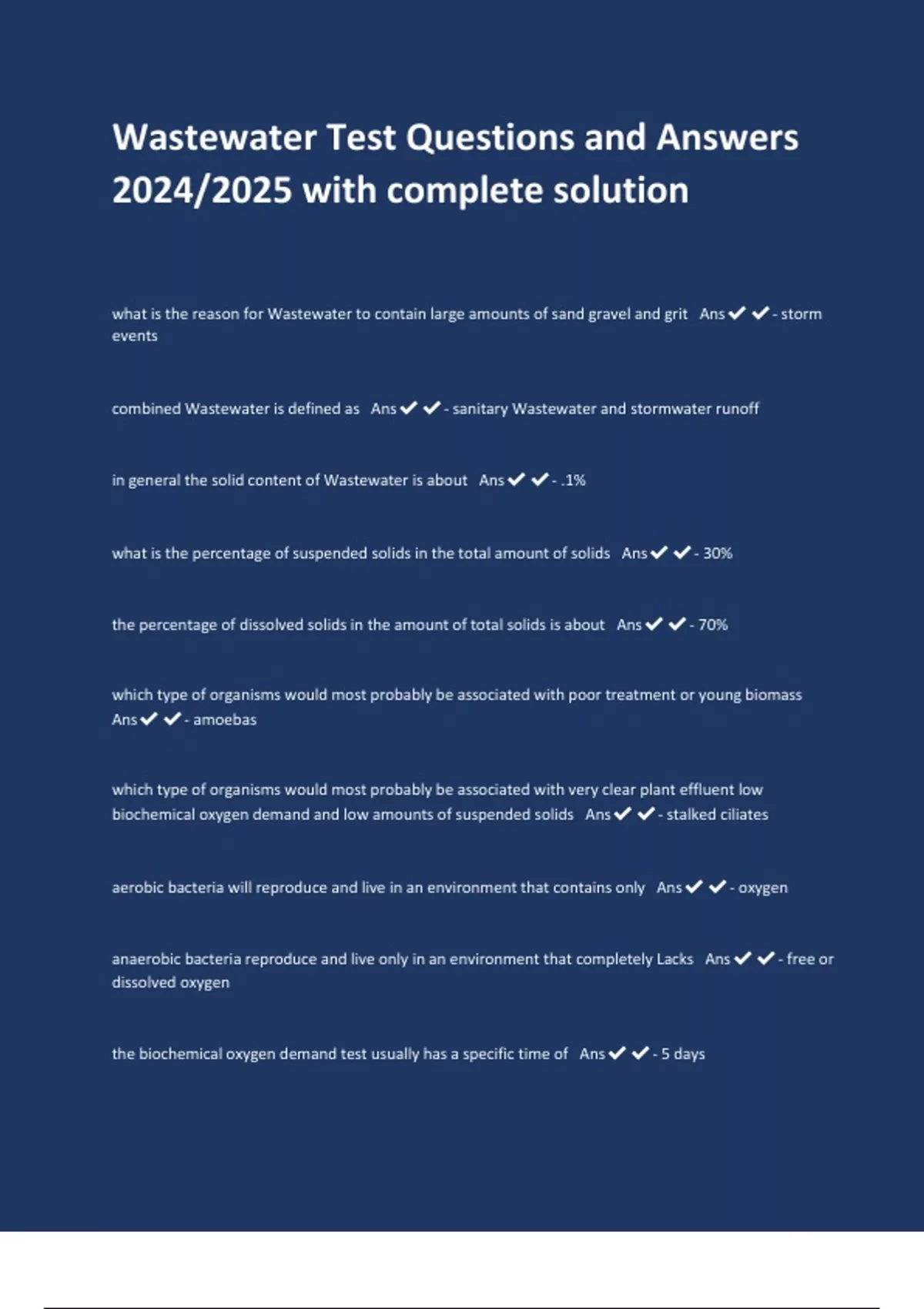 wastewater Bundled Exams 2024/2025;Everything you need to pass ...