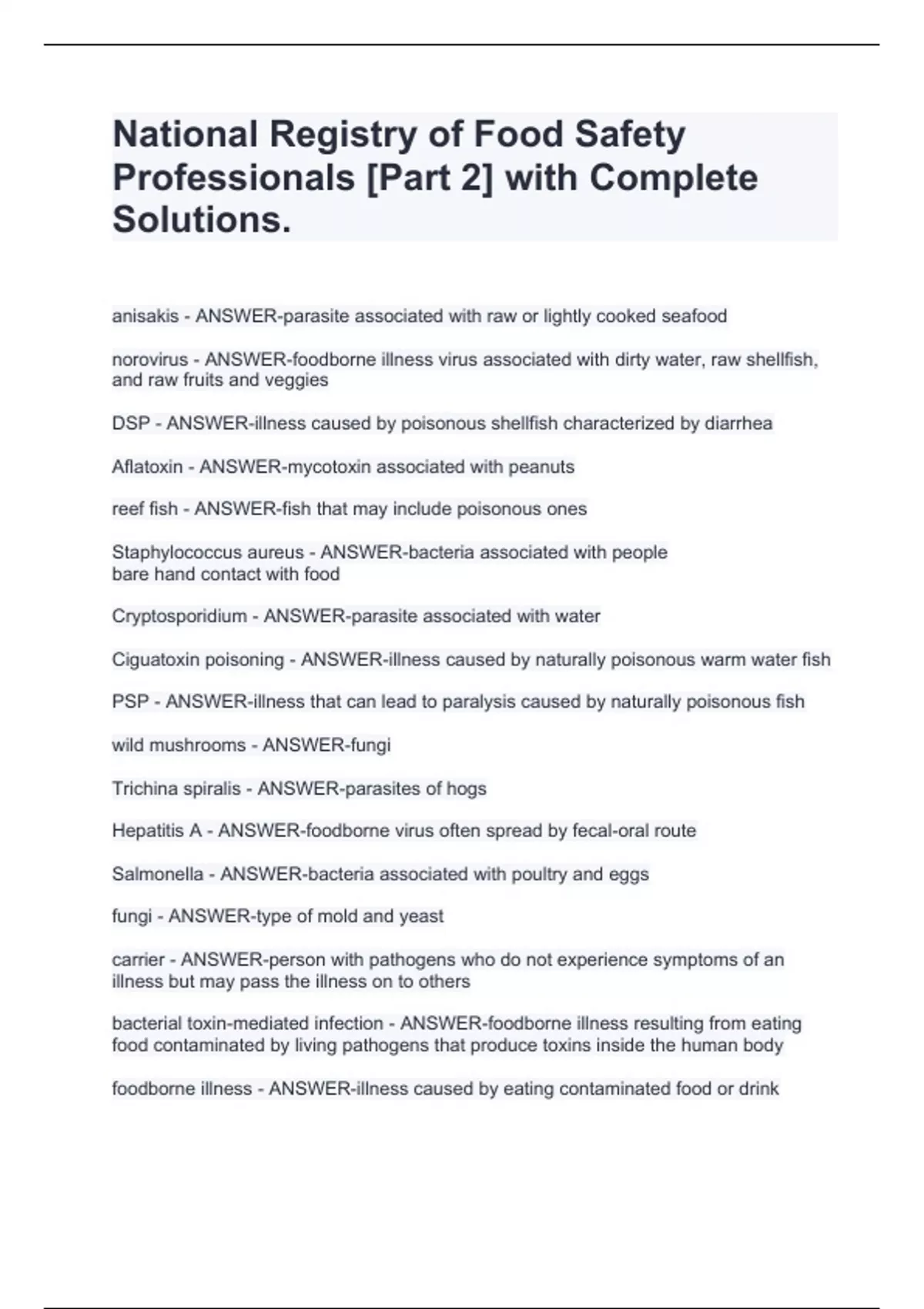 National Registry of Food Safety Professionals [Part 2] with Complete ...