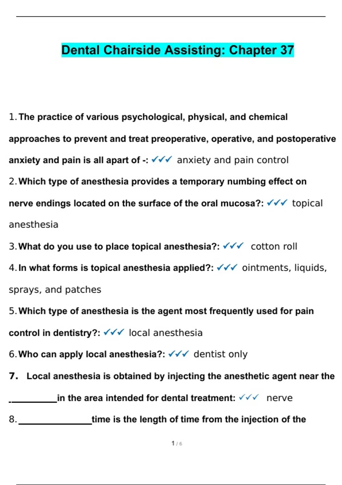 Dental Materials (Chairside) Questions with Complete Solutions ...