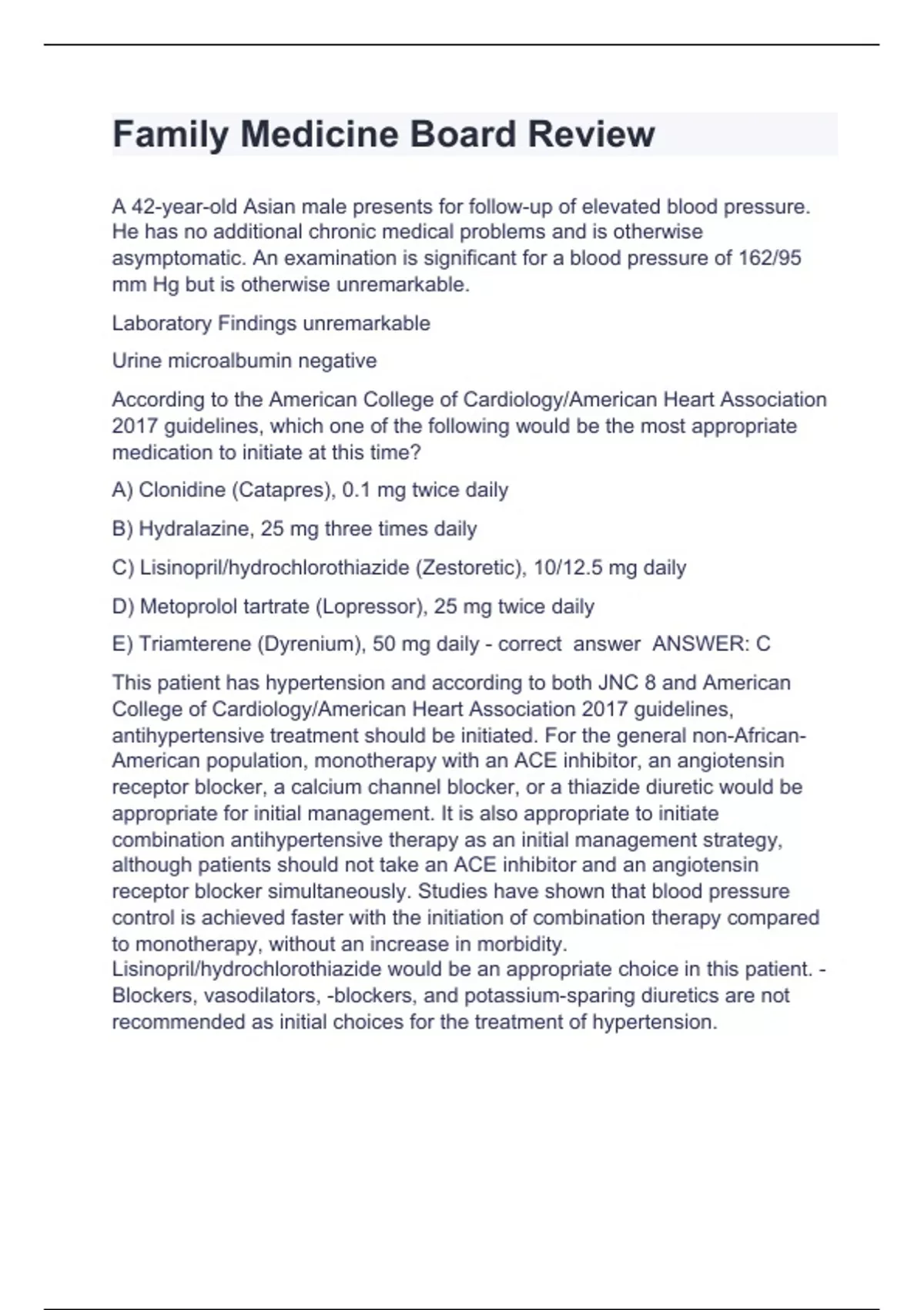 Family Medicine Board Review Questions with complete solution 2024 ...