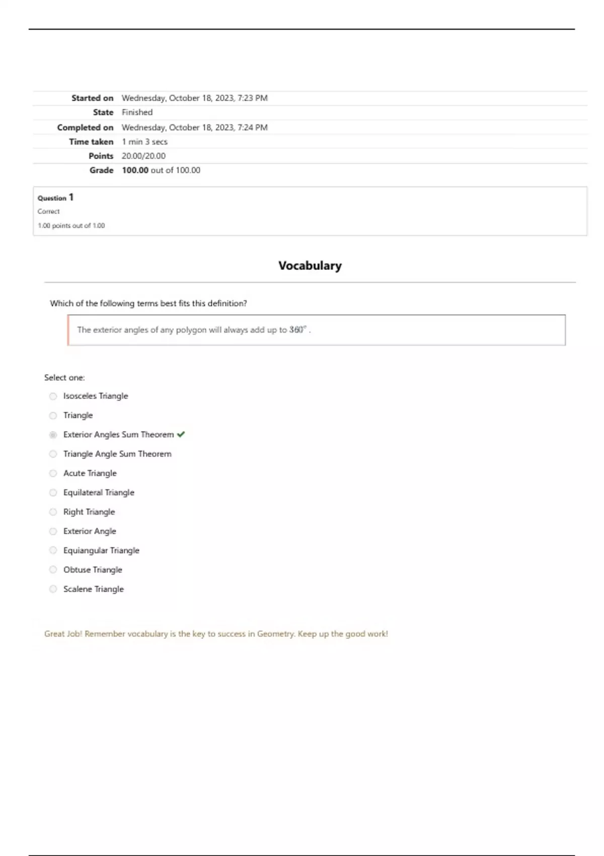 MATH GEOMETRY Practice 4.1 Attempt Review VSC SNHU 2024 - MATH GEOMETRY ...