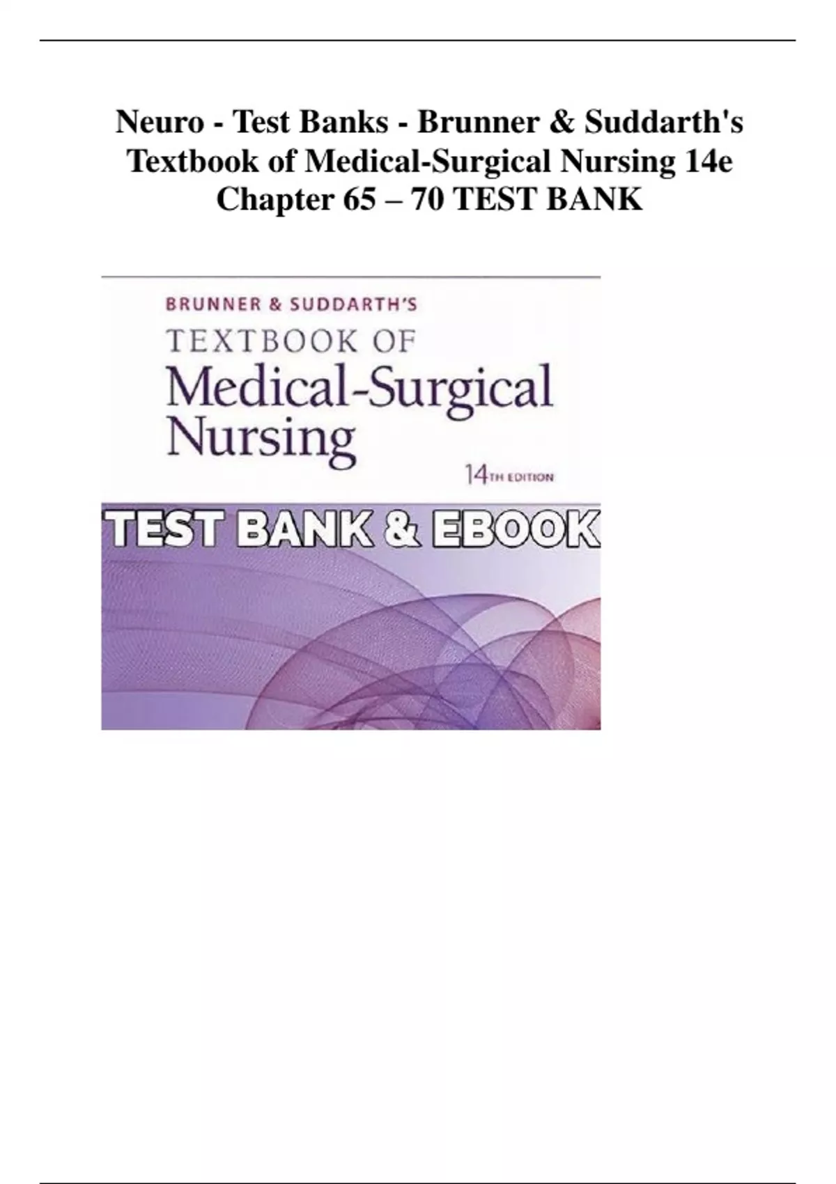 Neuro - Test Banks - Brunner & Suddarth's Textbook of Medical-Surgical ...