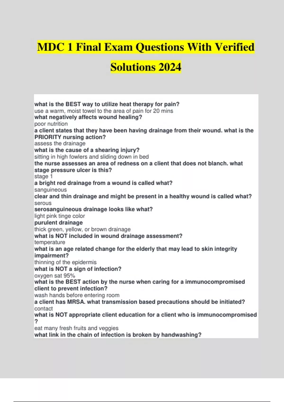 MDC 1 Final Exam Questions With Verified Solutions 2024 - MDC - Stuvia US