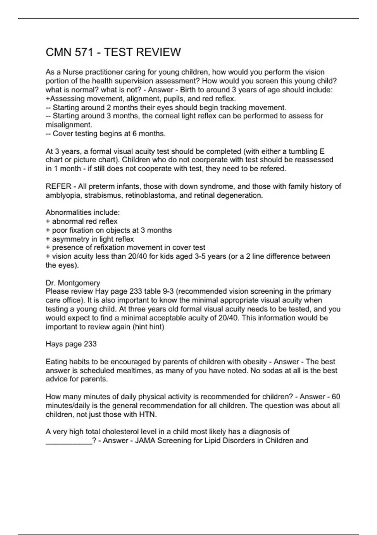 CMN 571 - TEST REVIEW - CMN 571 - Stuvia US