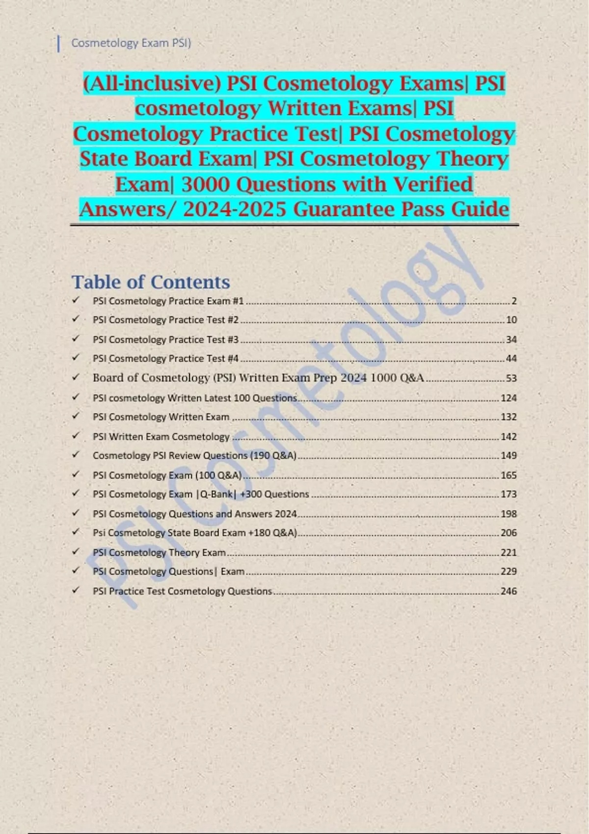 (All-inclusive) PSI Cosmetology Exams| PSI cosmetology Written Exams ...