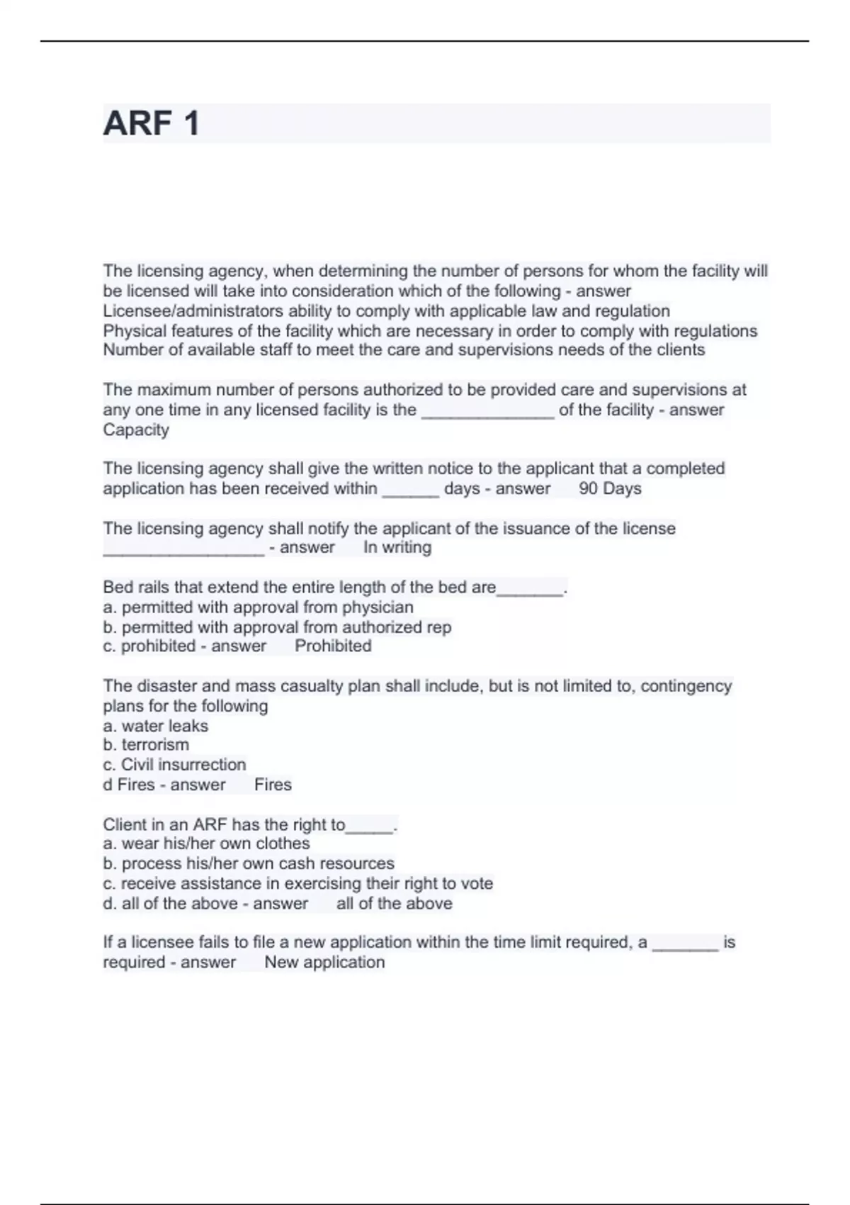 ARF 1 QUESTIONS WITH SOLUTIONS 2024 - Arf - Stuvia US