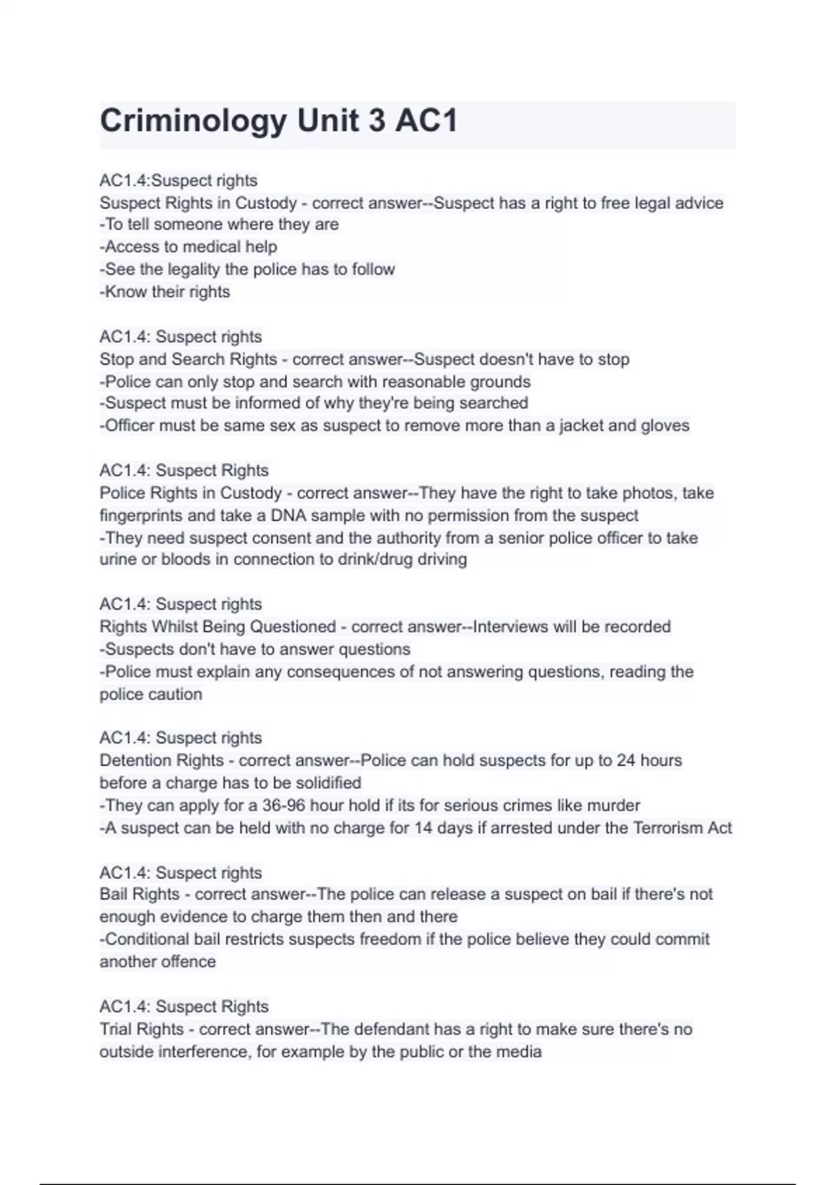 Criminology Unit 3 AC1 questions and answers latest 2024 - Criminology ...