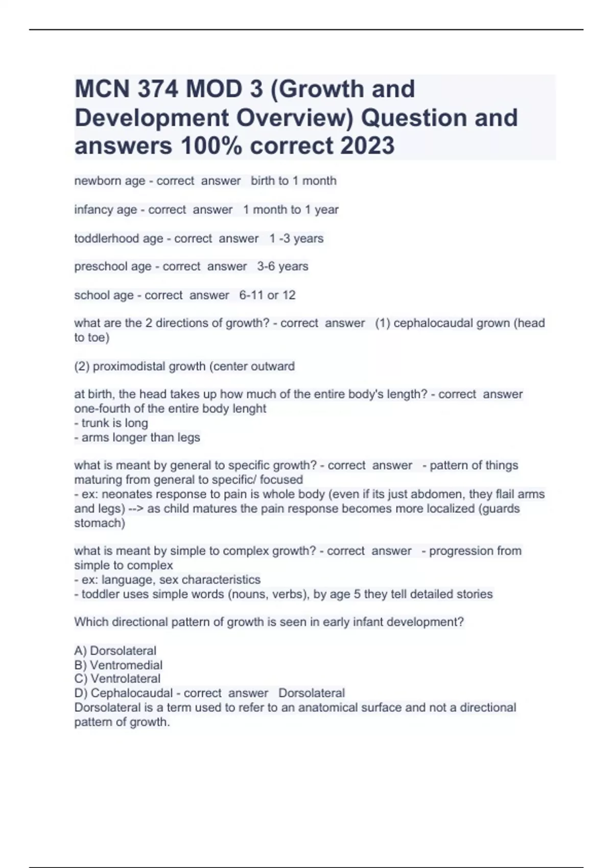 MCN 374 MOD 3 Question and answers rated A+ 2024 - MCN 374 - Stuvia US