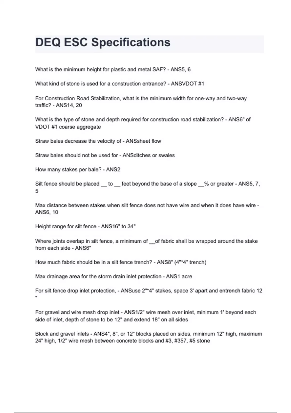 DEQ ESC Specifications 2024/2025 (100% verified solutions ) graded A+ ...