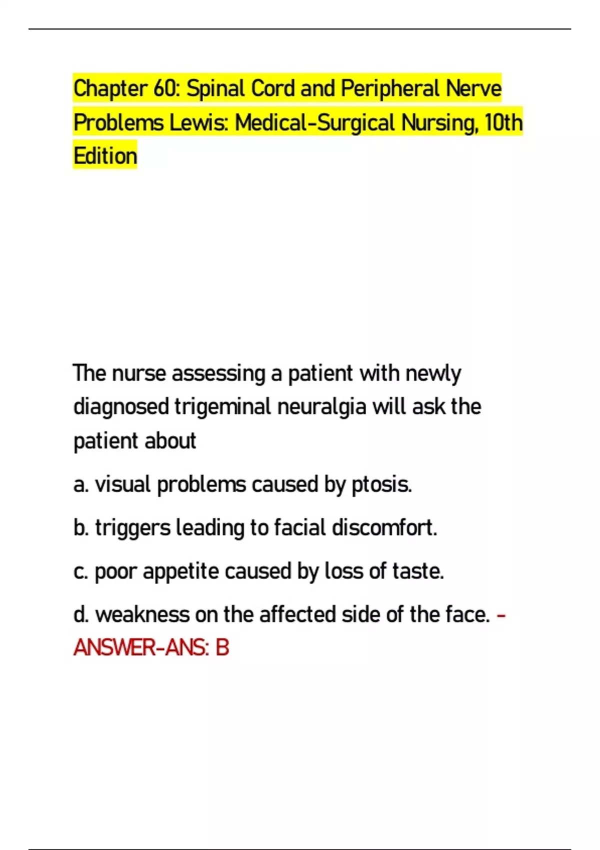 Chapter 60: Spinal Cord and Peripheral Nerve Problems Lewis: Medical ...