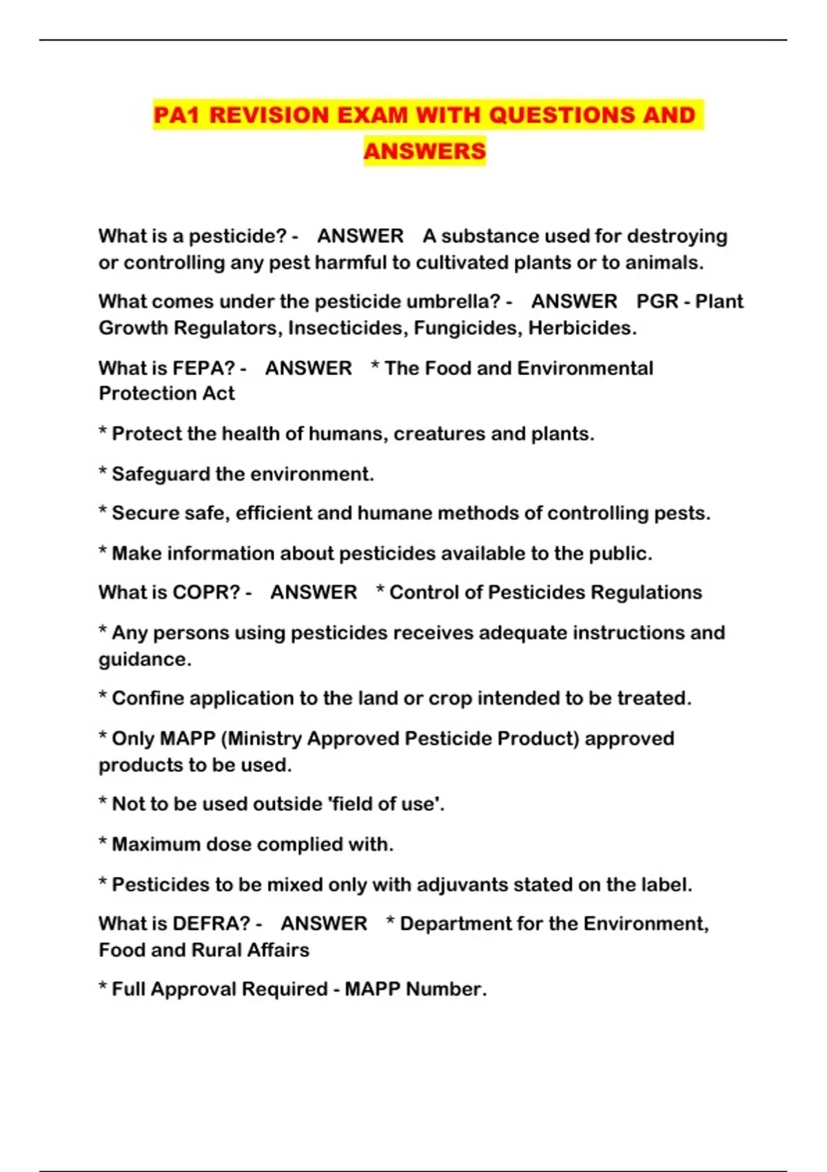 PA1 REVISION EXAM WITH QUESTIONS AND ANSWERS - PA1 - Stuvia US