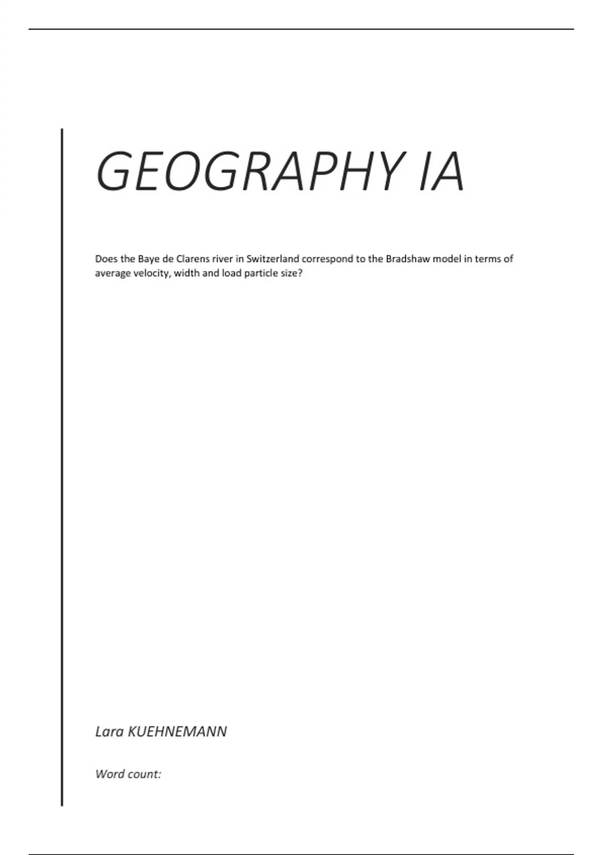 Does the Baye de Clarens river in Switzerland correspond to the ...