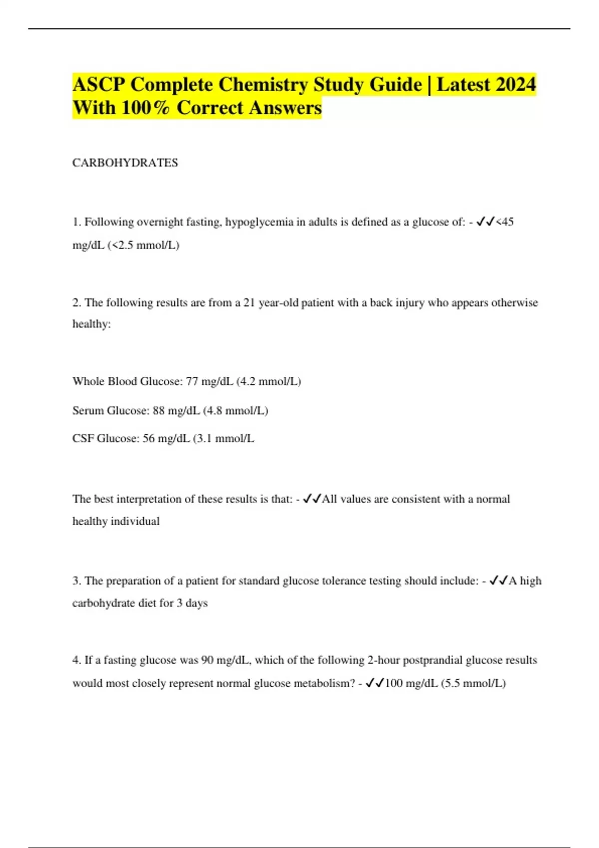 ASCP Complete Chemistry Study Guide | Latest 2024 With 100% Correct ...