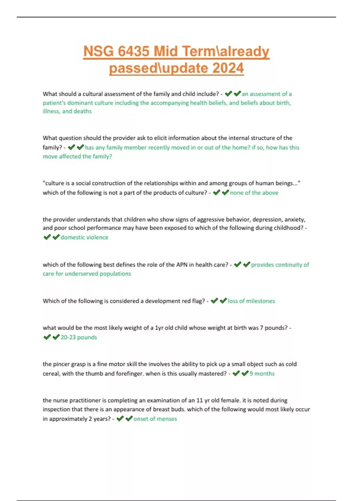 NSG 6435 Mid Termalready passedupdate 2024 - NSG 6435 - Stuvia US