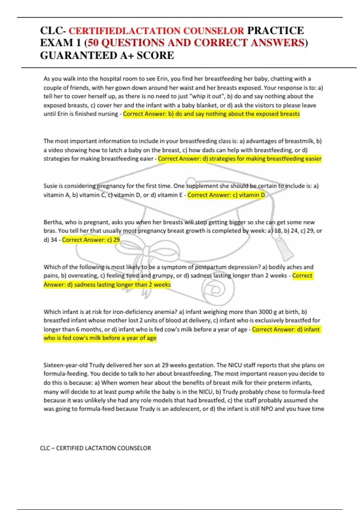 CLC – CERTIFIED LACTATION COUNSELOR CLC- CERTIFIEDLACTATION COUNSELOR ...