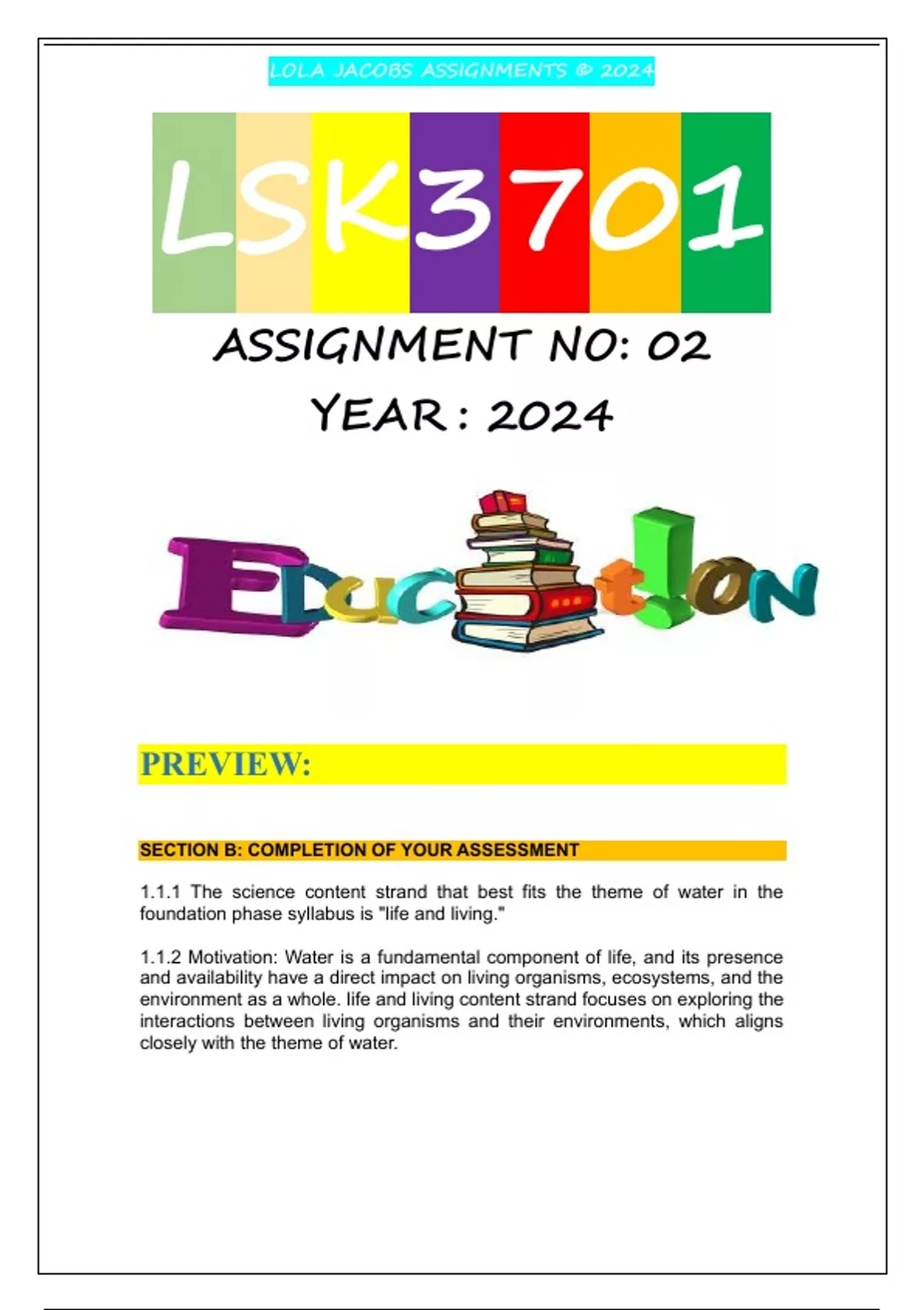 LSK3701 S1 ASSIGNMENT 2 2024 (FULL ANSWERS) - LSK3701 - Stuvia SA