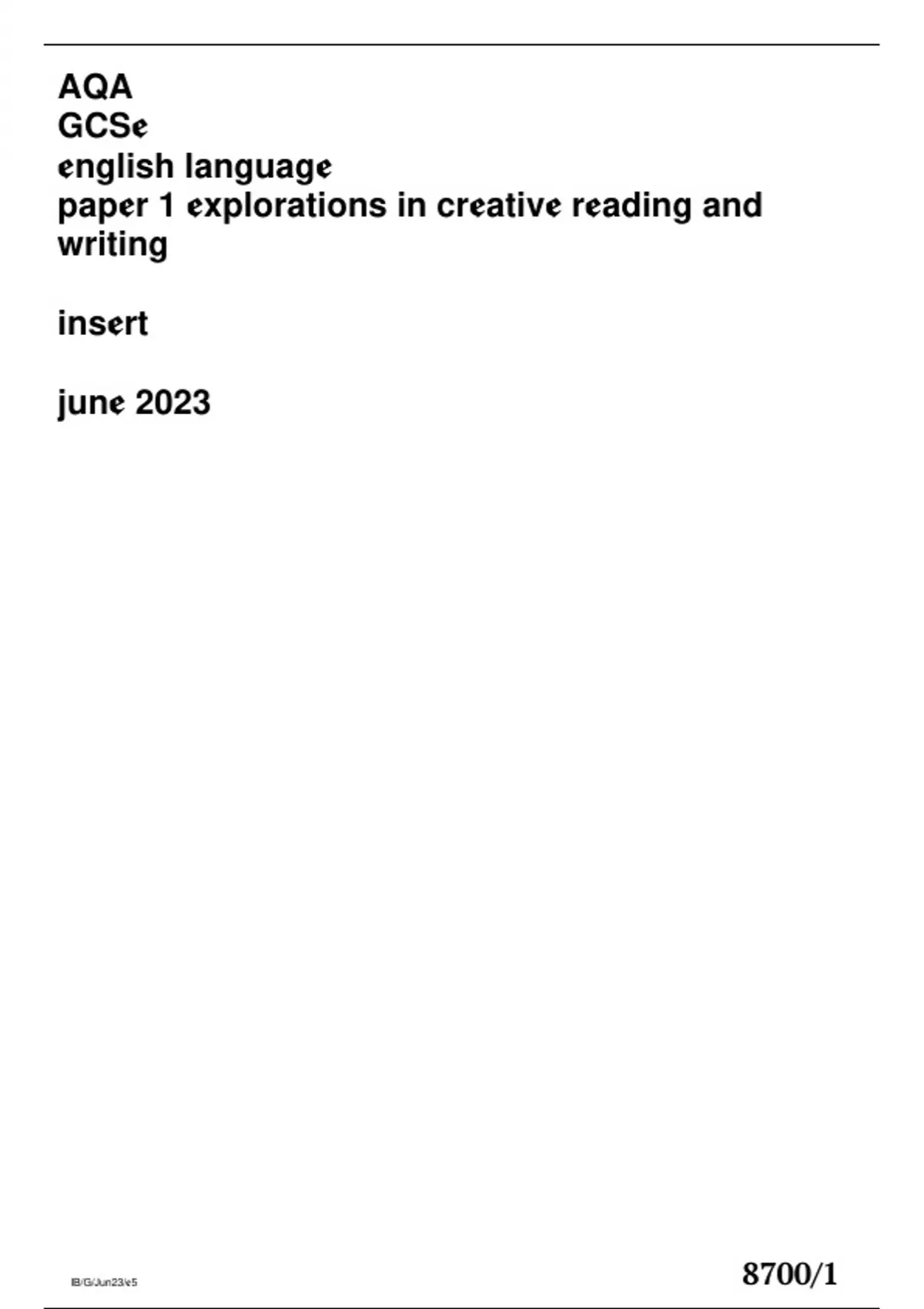 AQA GCSE English language paper 1 exploration in creative reading and ...