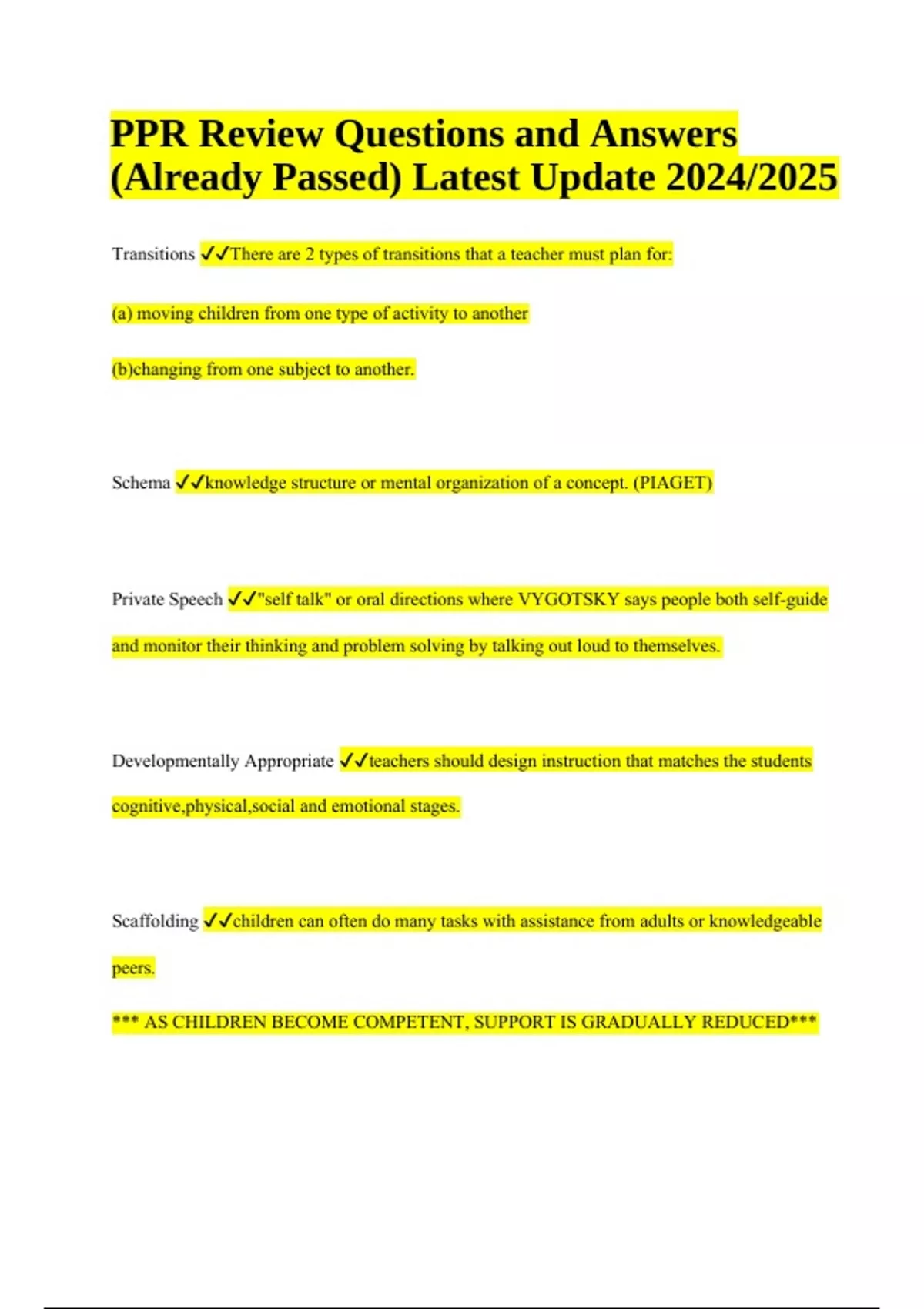 PPR Review Questions and Answers (Already Passed) Latest Update 2024/ ...