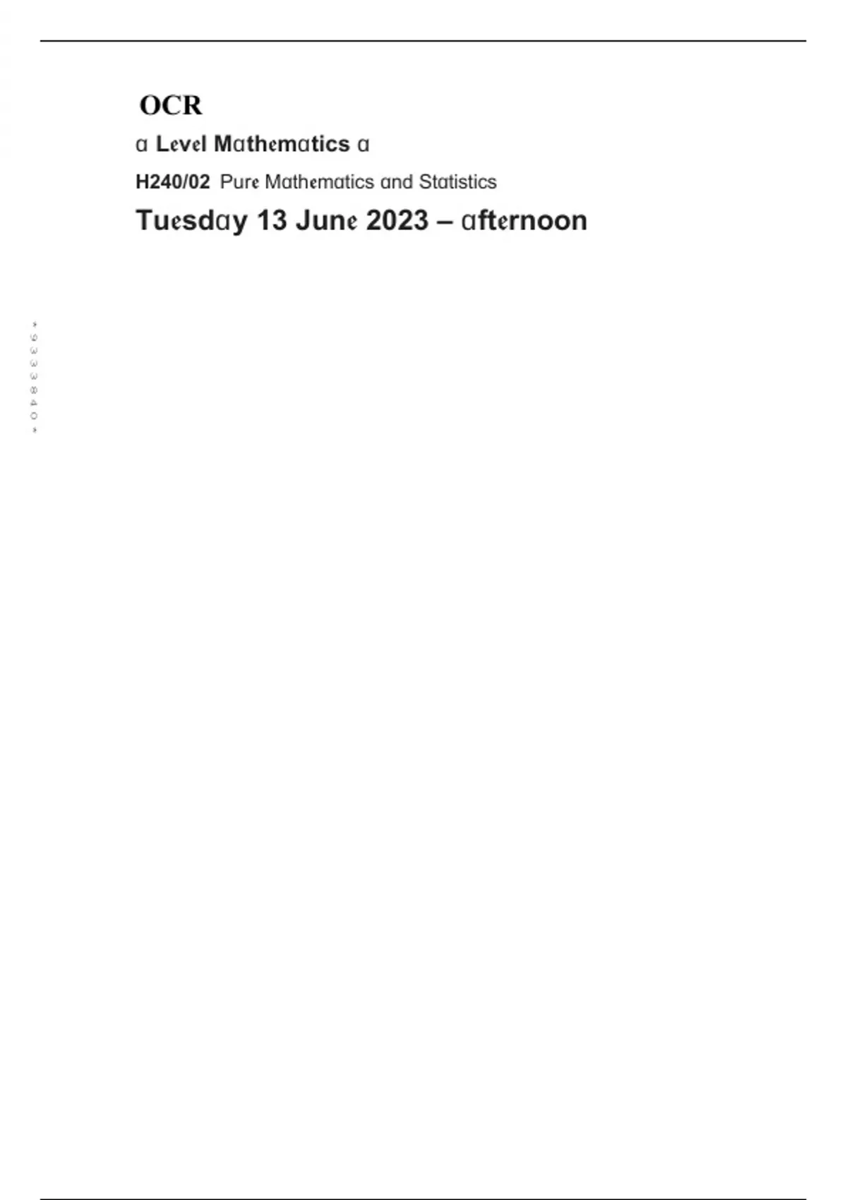 OCR A Level Mathematics A H240/02 Pure Mathematics and Statistics ...