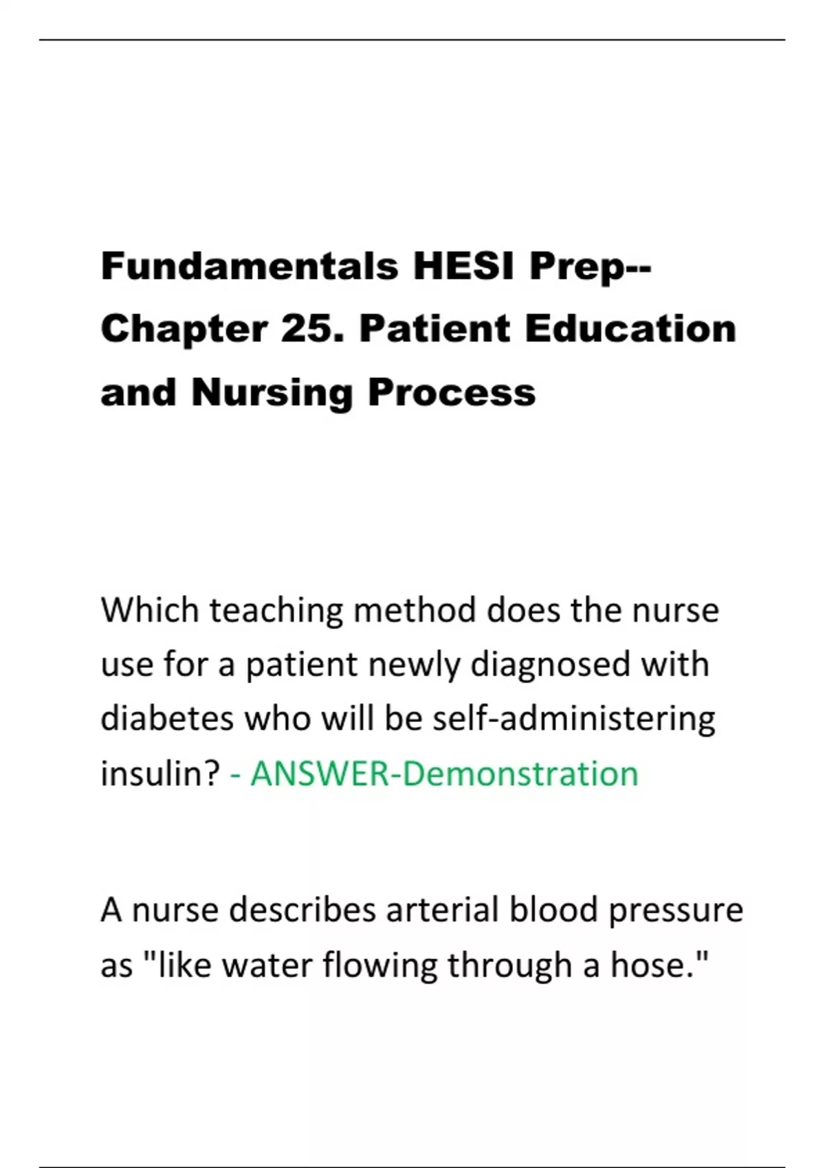 Fundamentals HESI Prep-- Chapter 25. Patient Education and Nursing ...