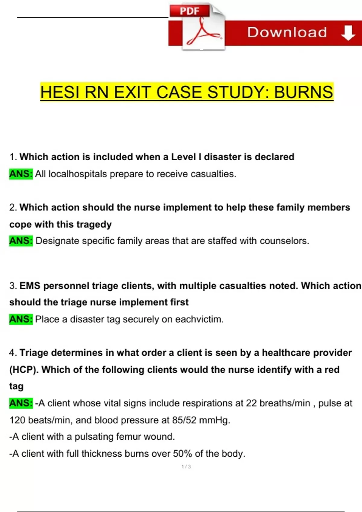 HESI RN EXIT CASE STUDY: BURNS COMPLETE WITH 2024 NGN QUESTIONS AND ANSWERS VERIFIED / A+ GRADE ...