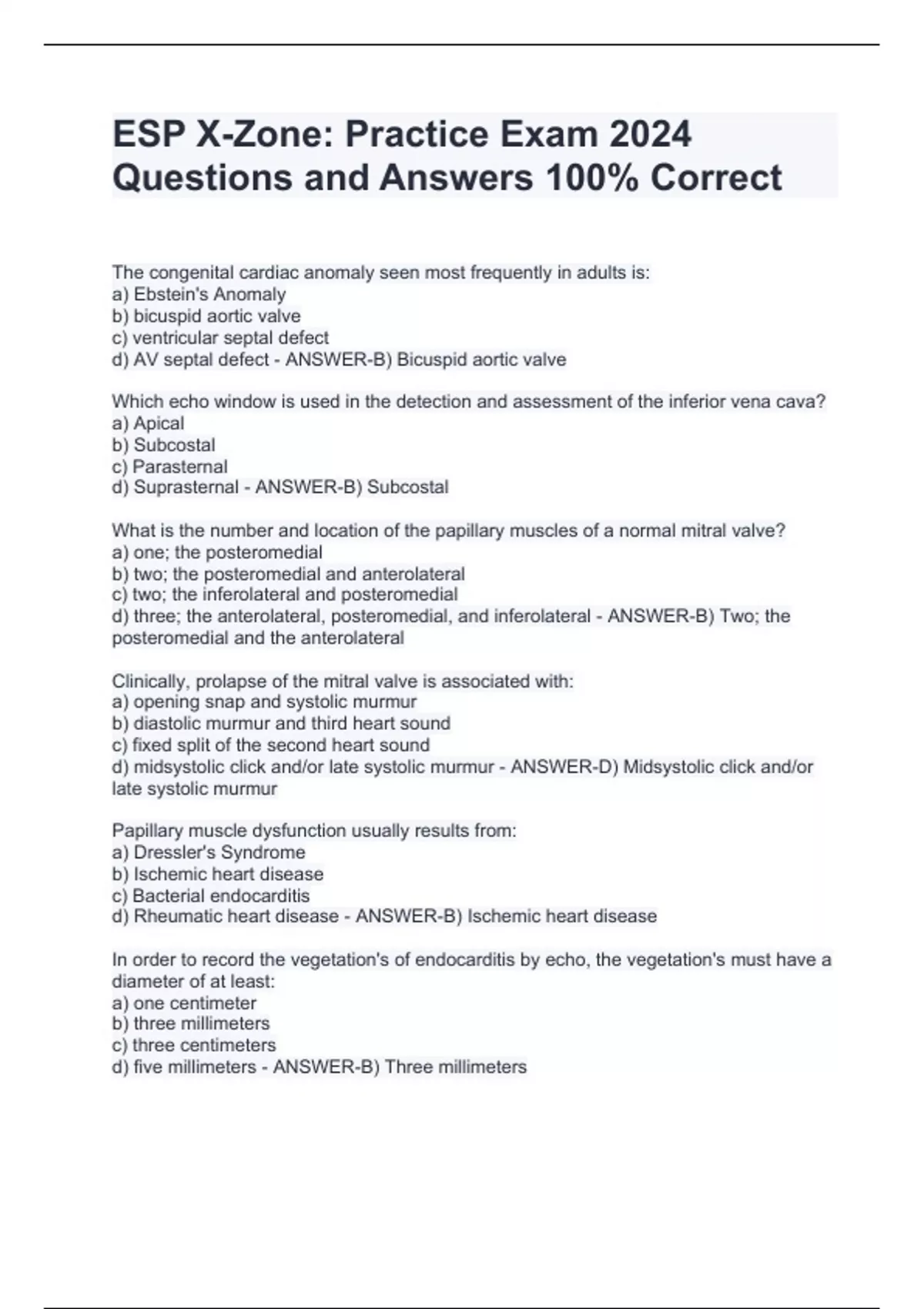 ESP X-Zone: Practice Exam 2024 Questions and Answers 100% Correct - ESP ...