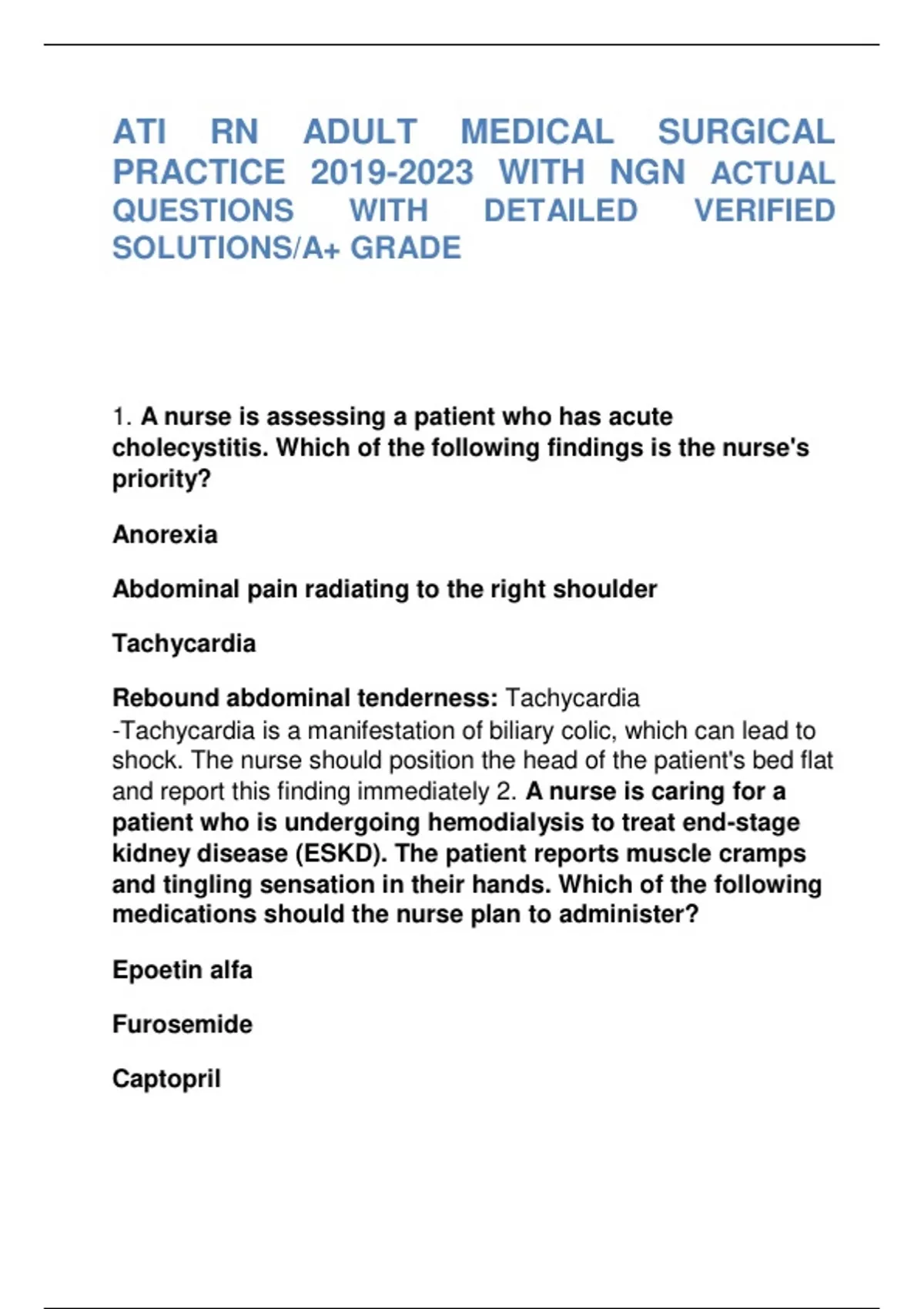 ATI RN ADULT MEDICAL SURGICAL PRACTICE WITH NGN ACTUAL QUESTIONS WITH ...