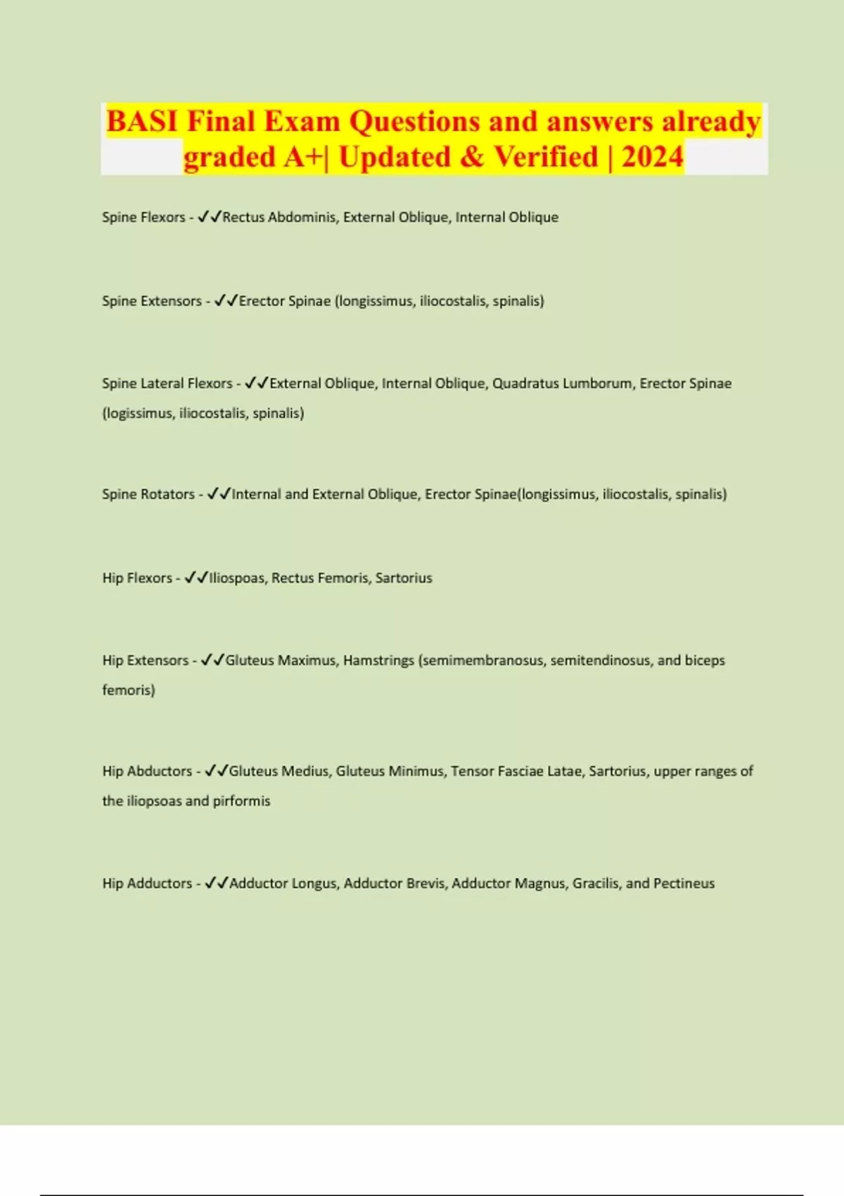 BASI Final Exam Questions and answers already graded A+| Updated ...