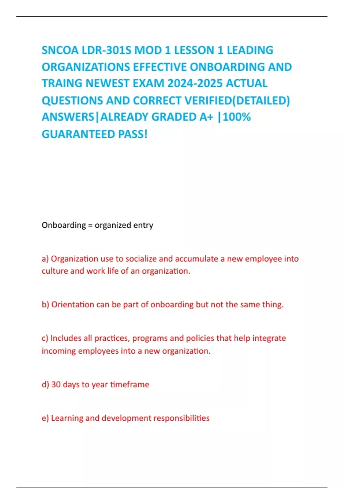 SNCOA LDR-301S MOD 1 LESSON 1 LEADING ORGANIZATIONS EFFECTIVE ...