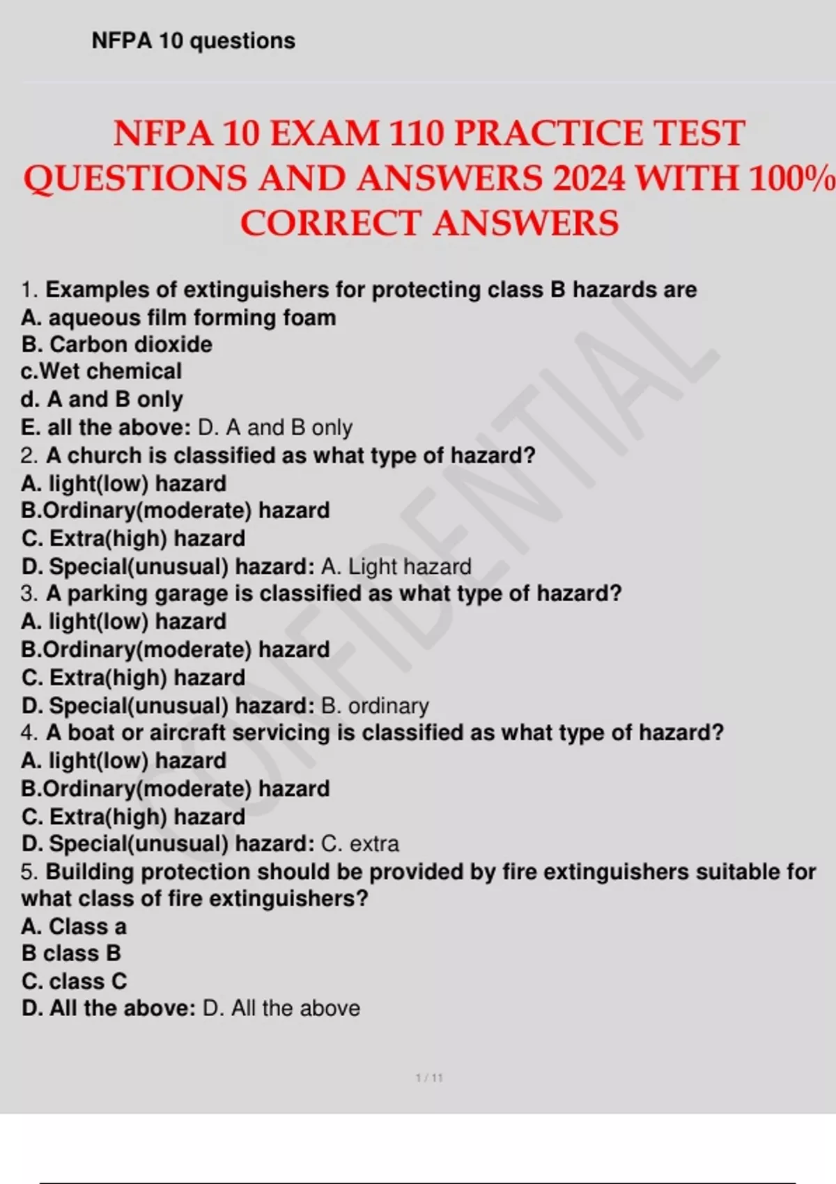 NFPA 10 EXAM 110 PRACTICE TEST QUESTIONS AND ANSWERS 2024 WITH 100% ...
