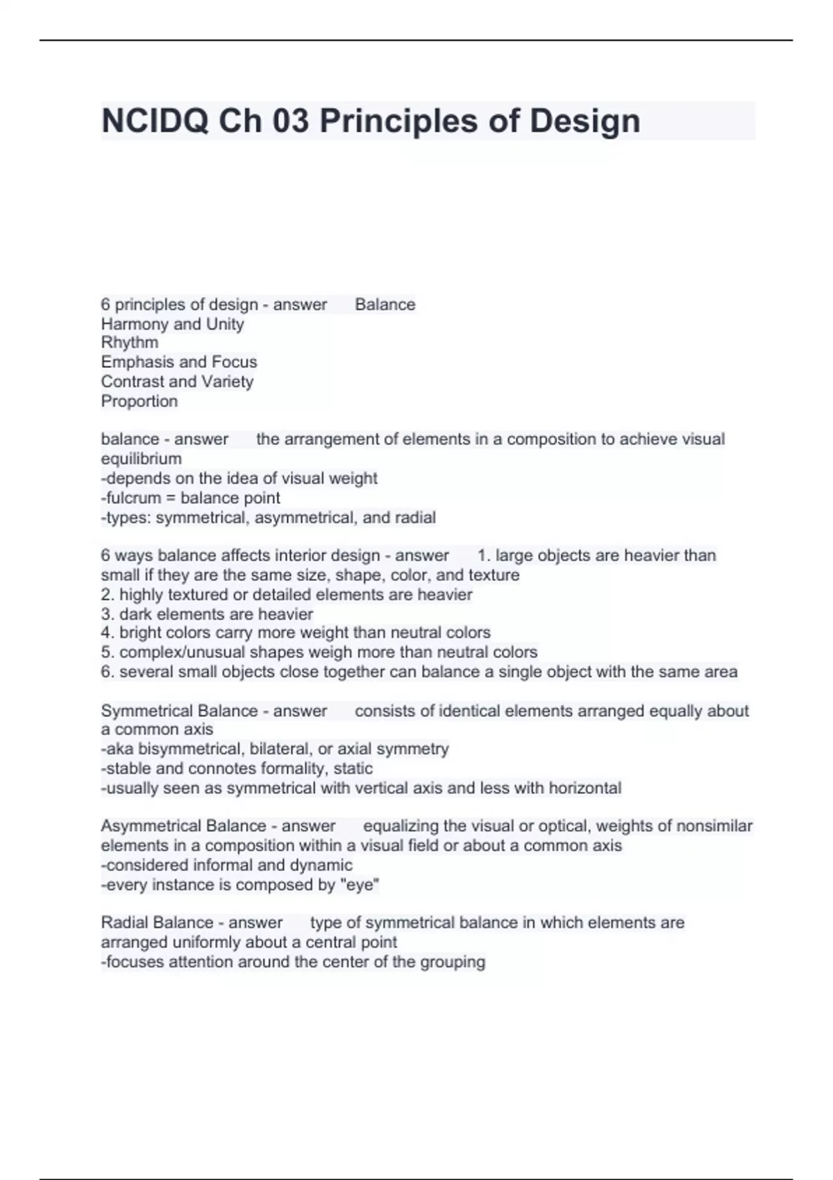 NCIDQ Ch 03 Principles of Design Questions with correct Answers 2024 ...