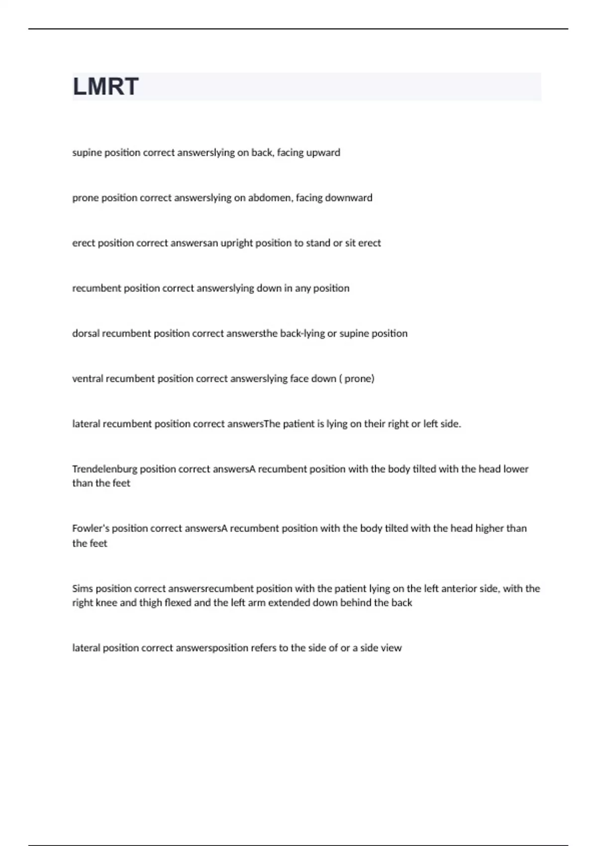 LMRT exam 2024 with complete solutions - LMRT me - Stuvia US