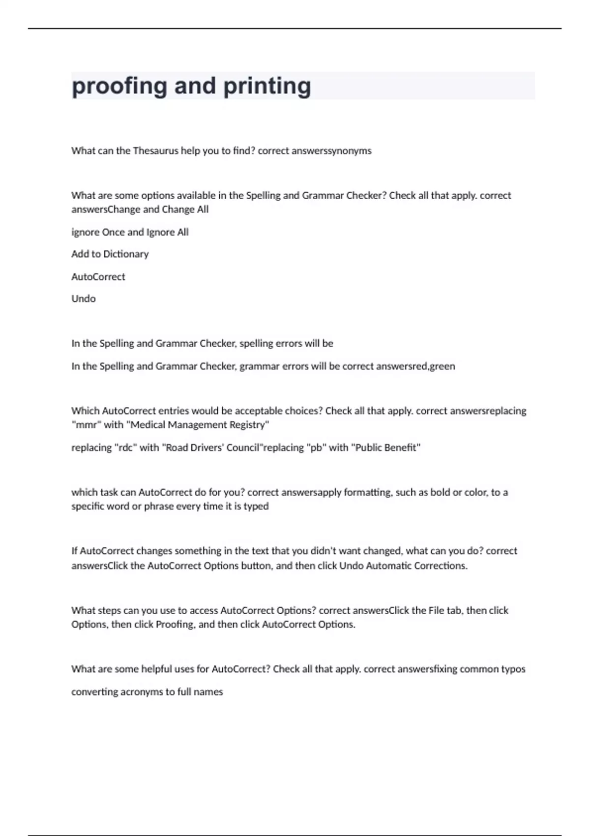 proofing and printing exam 2024 with correct answers - Proofing and ...