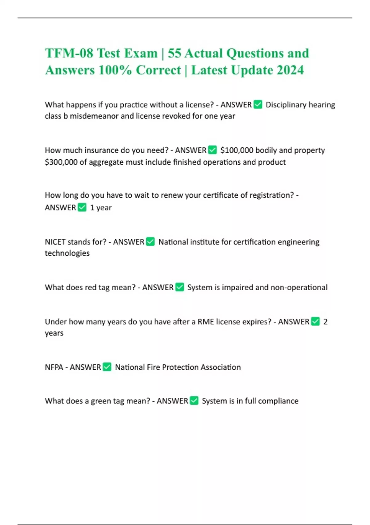 TFM-08 Test Exam | 55 Actual Questions and Answers 100% Correct ...