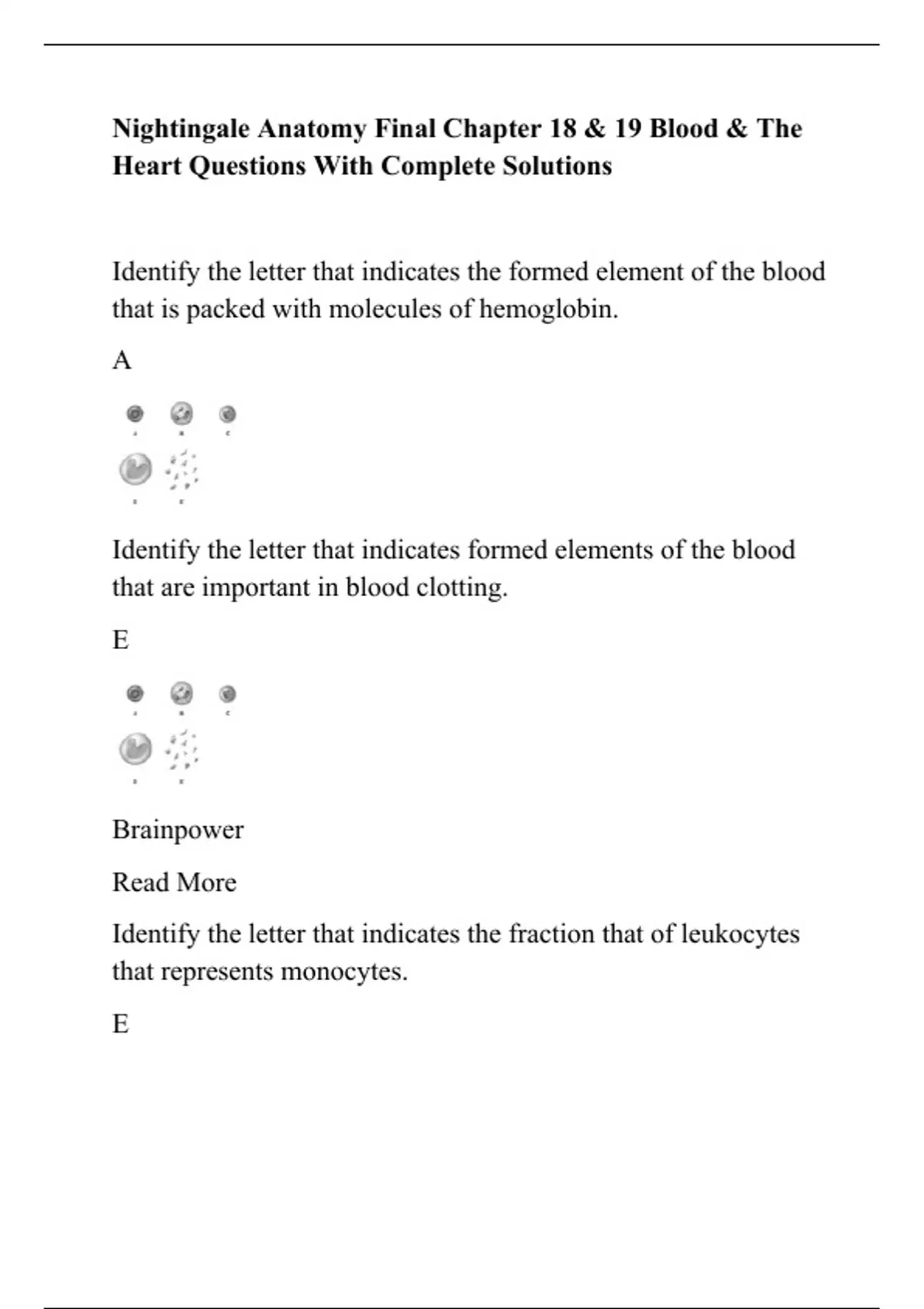 Nightingale Anatomy Final Chapter 18 & 19 Blood & The Heart Questions ...