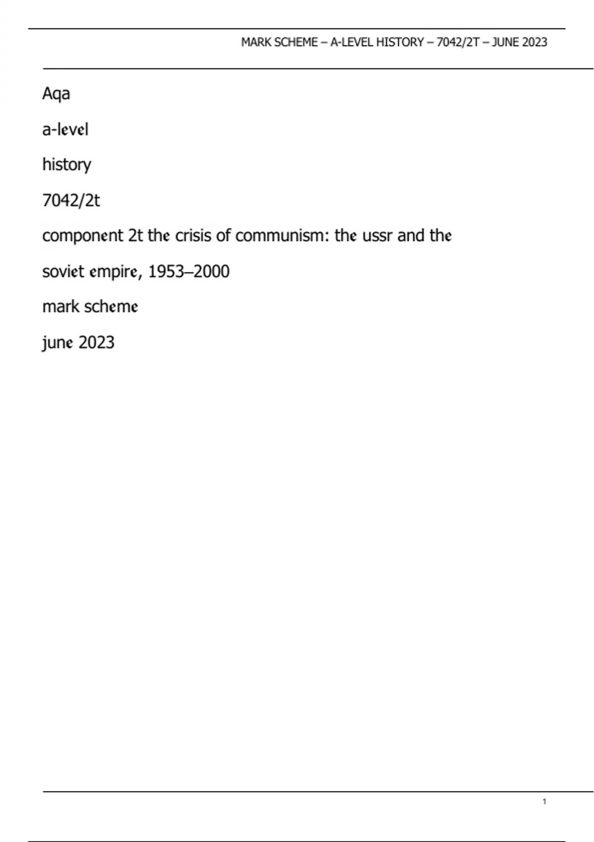 AQA A-Level History 7042/2T Component 2T: The Crisis of Communism: The ...