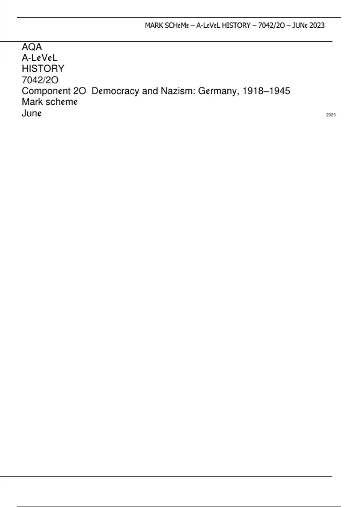 AQA A-Level History 7042/2O Component 2O Democracy and Nazism: Germany ...