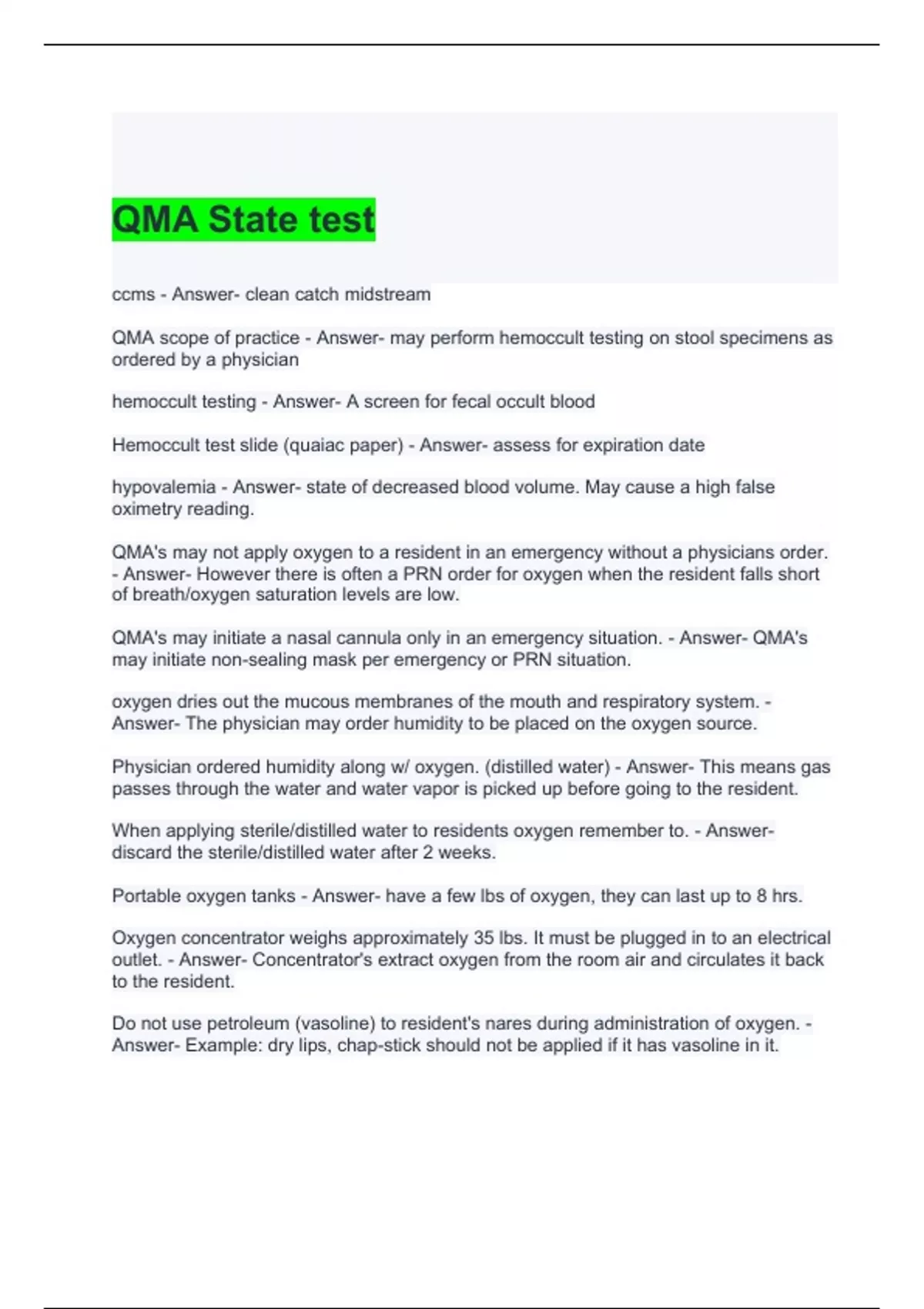 QMA insulin Exam Bundle - Stuvia US