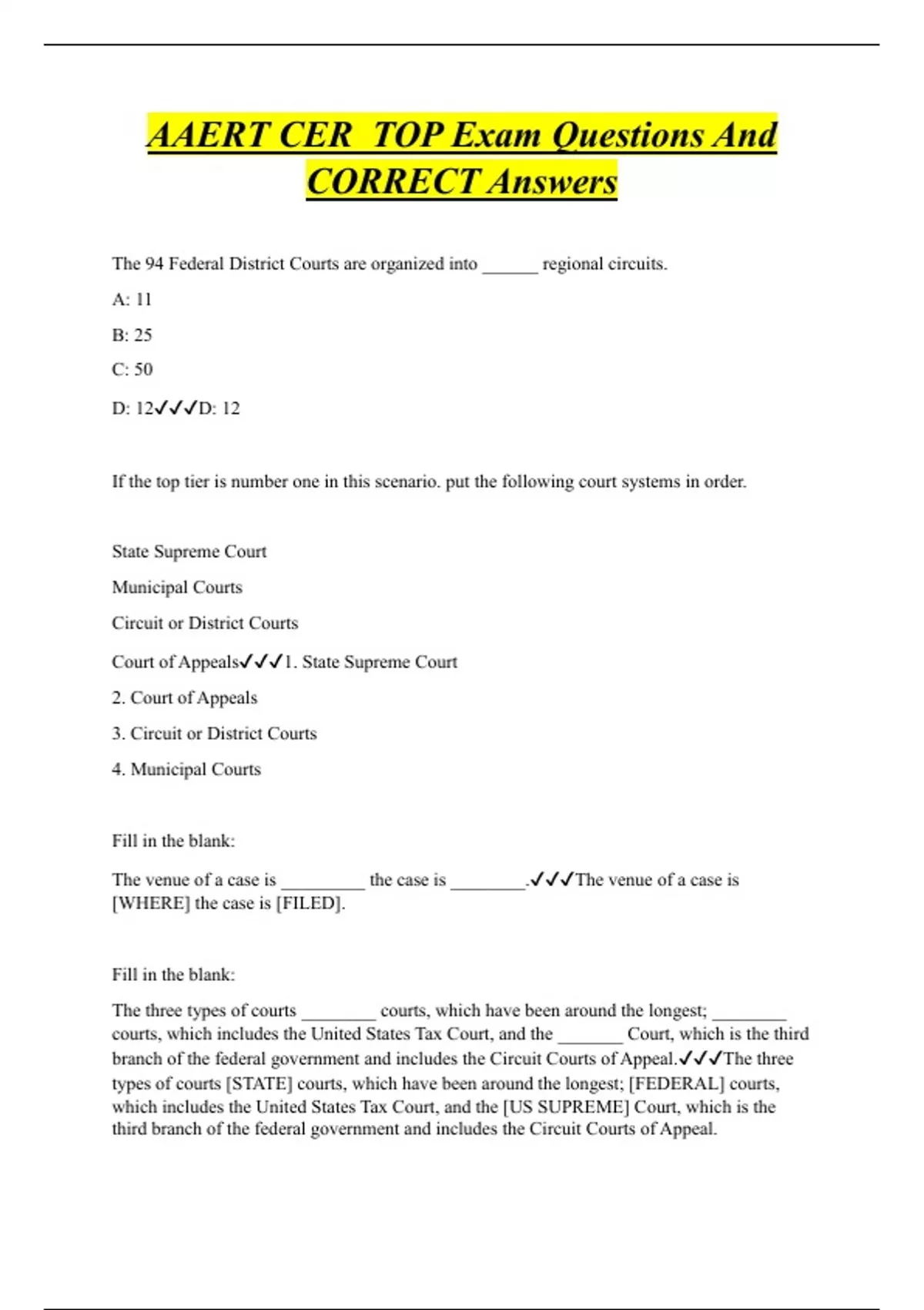 AAERT Bundled Exam Questions WITH CORRECT Answers - Stuvia US