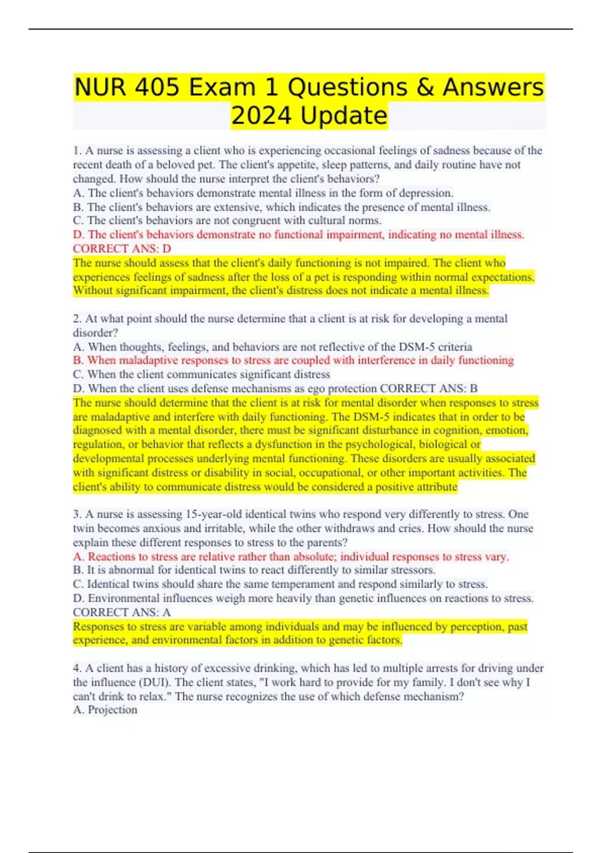 NUR 405 Exam 1 Questions & Answers 2024 Update - NUR 405 (NUR405 ...