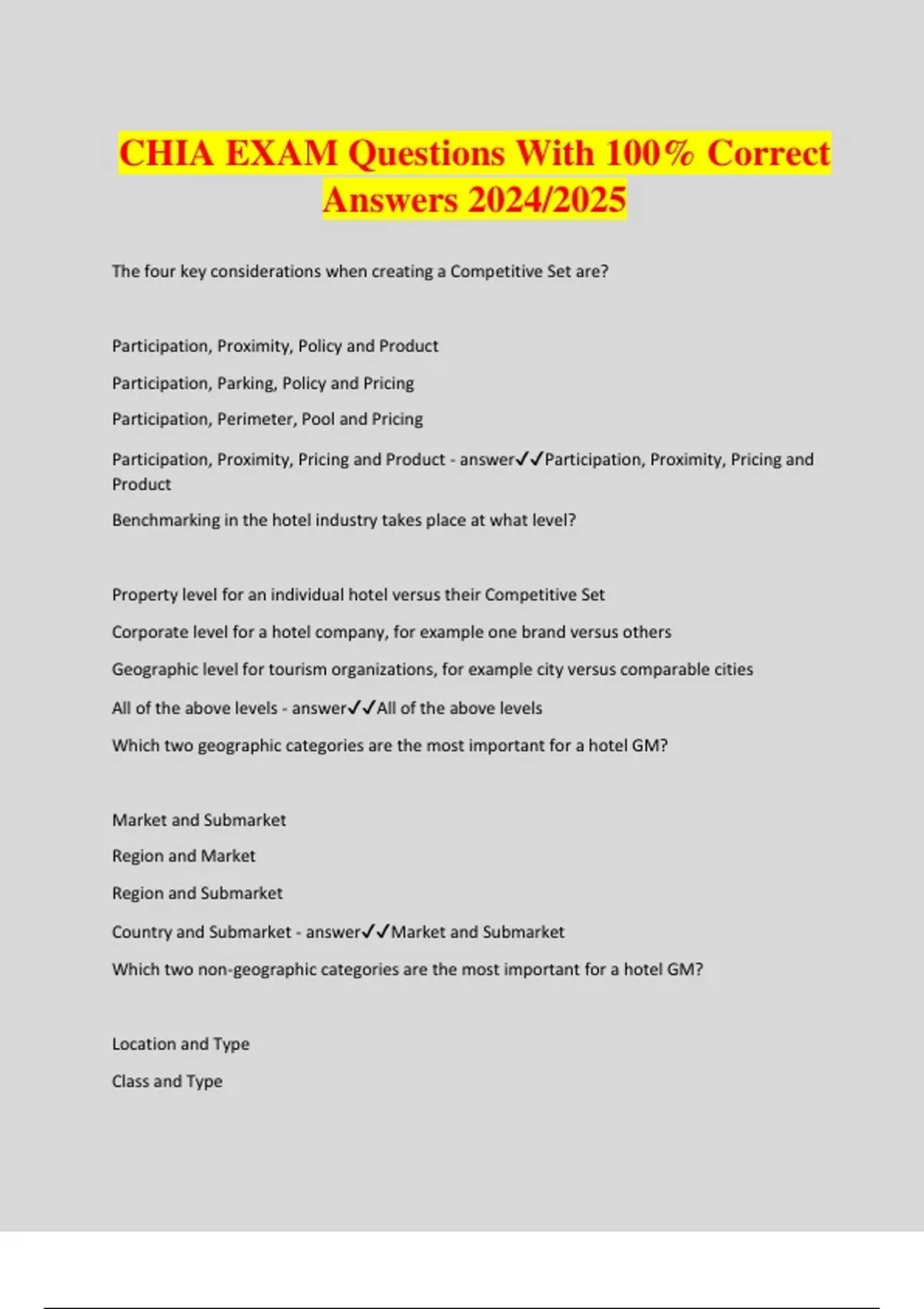 CHIA EXAM Questions With 100% Correct Answers 2024/2025 - CHIA - Stuvia UK