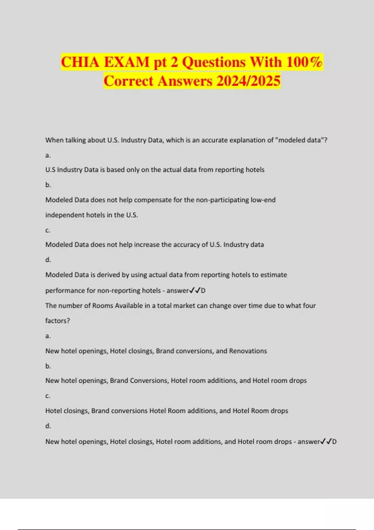 CHIA EXAM pt 2 Questions With 100% Correct Answers 2024/2025 - CHIA ...