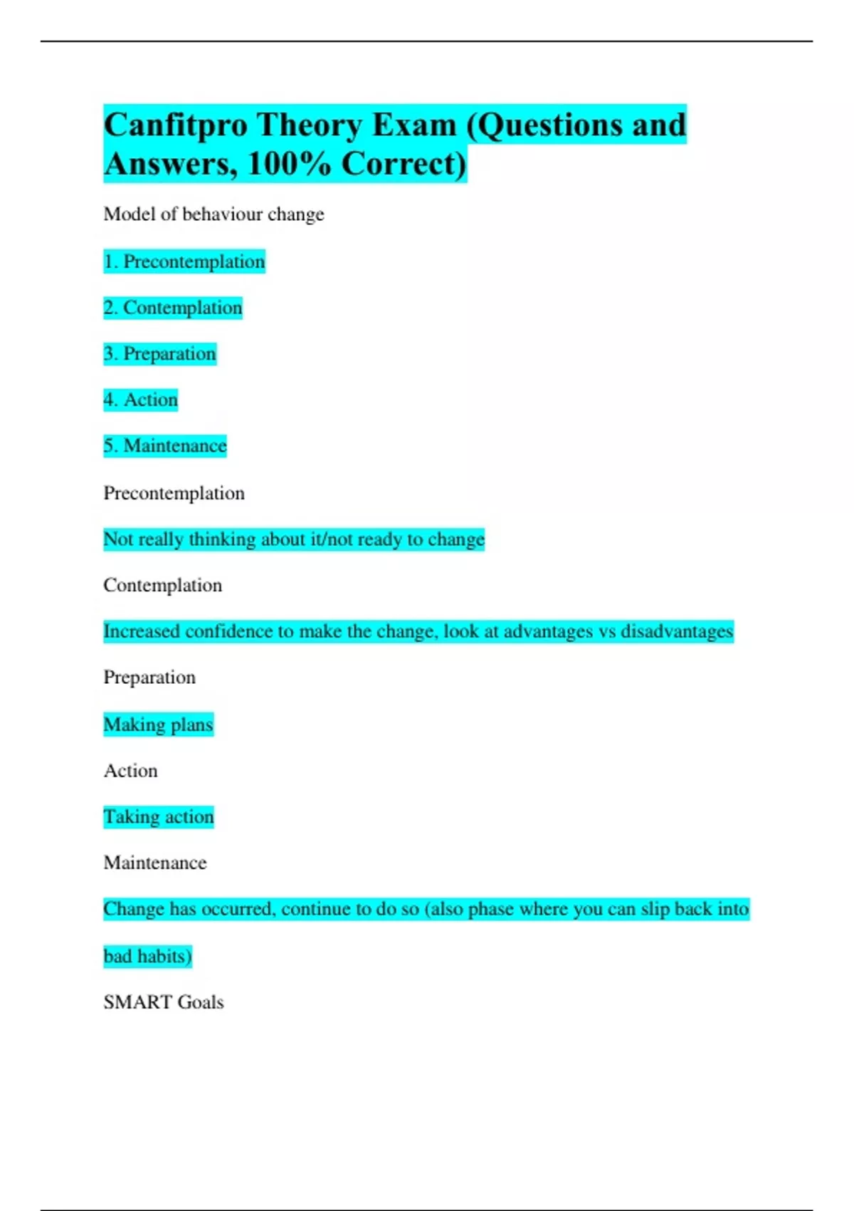 Canfitpro Theory Exam (Questions and Answers, 100% Correct) - Canfitpro Theory - Stuvia US
