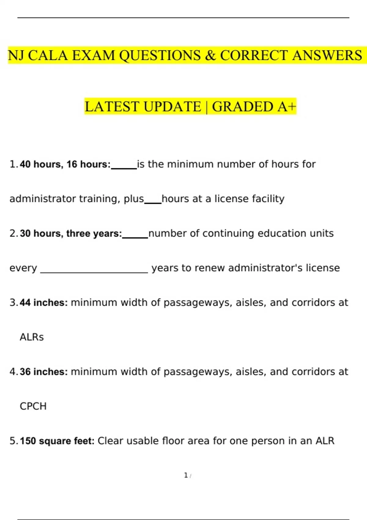 NJ CALA EXAM | QUESTIONS & ANSWERS (VERIFIED) | LATEST UPDATE | GRADED ...