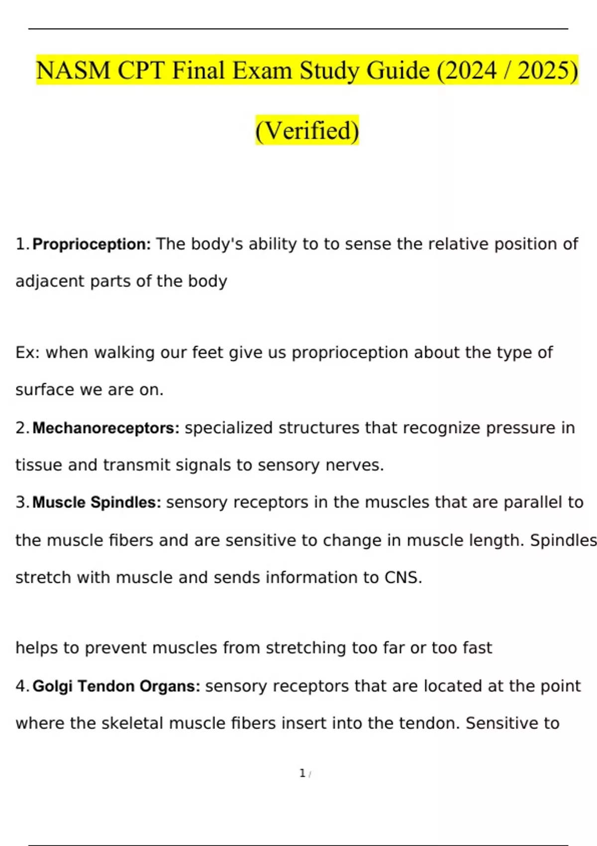 NASM CPT Final Exam Study Guide (2024 / 2025) (Verified) - Nasm cpt - Stuvia UK